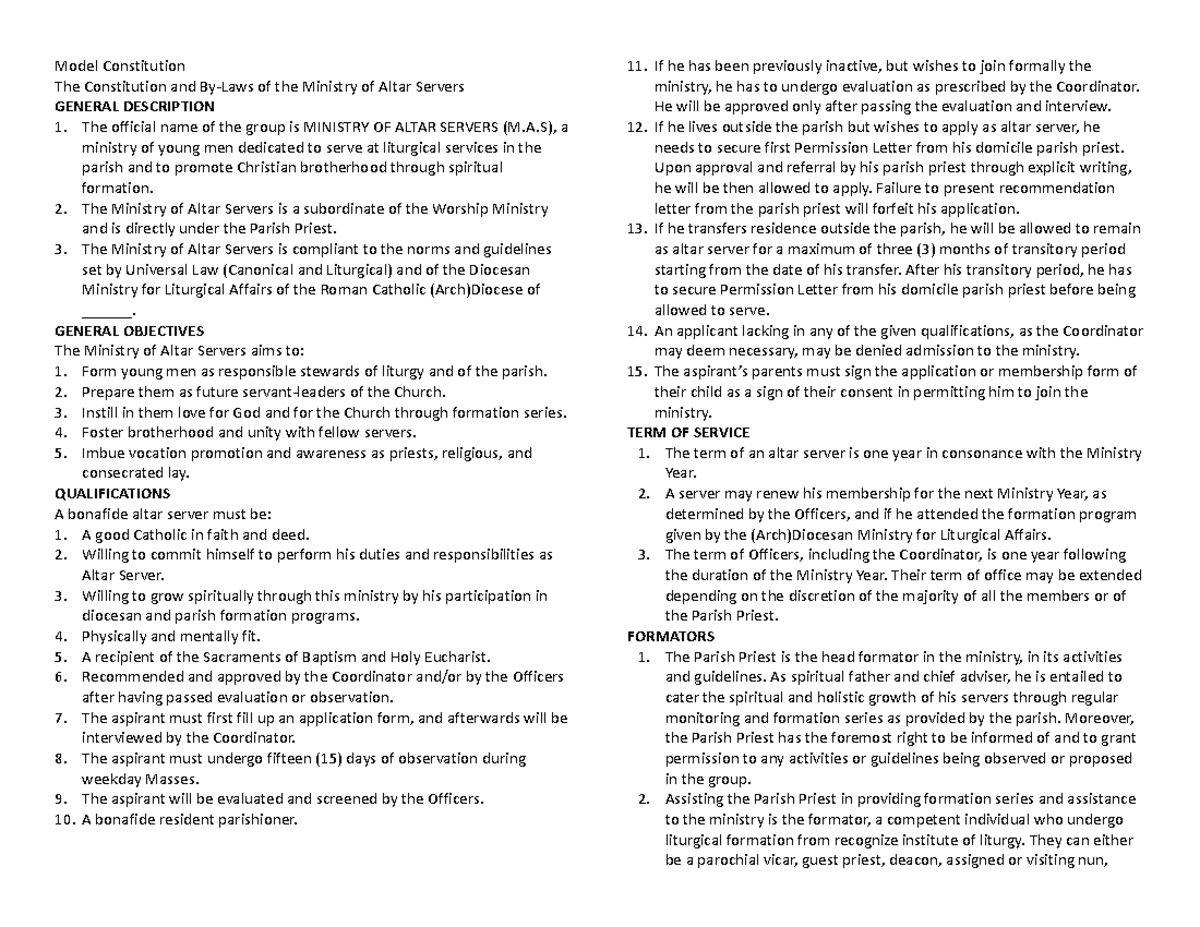 MOA - To share my document to others - Model Constitution The ...