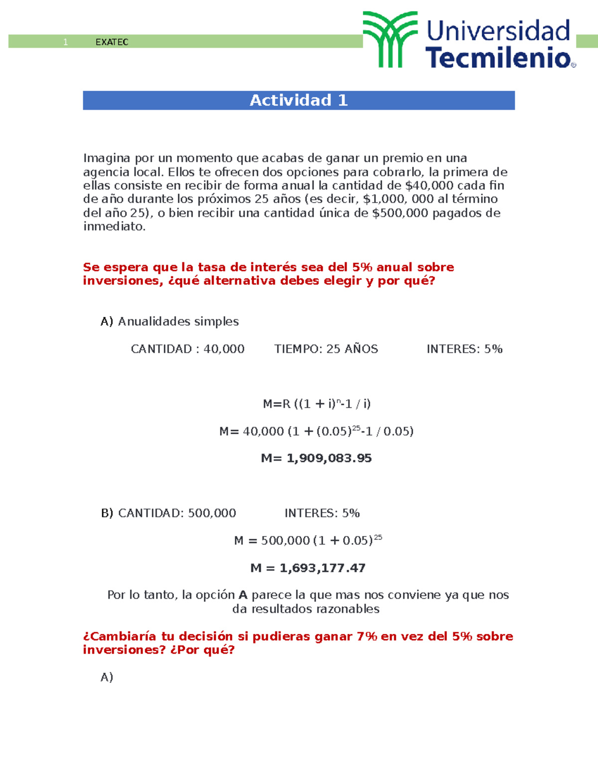 MAT. FIN. ACT. 3 - actividad 3 del curso de matematicas financieras ...