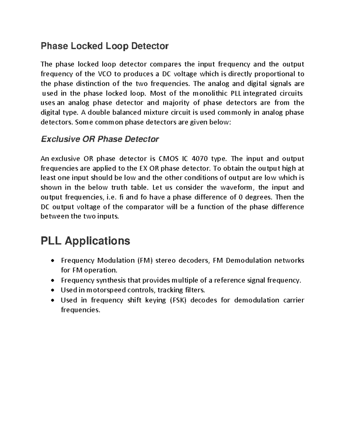 39 - PLL Applications - Phase Locked Loop Detector The phase locked ...