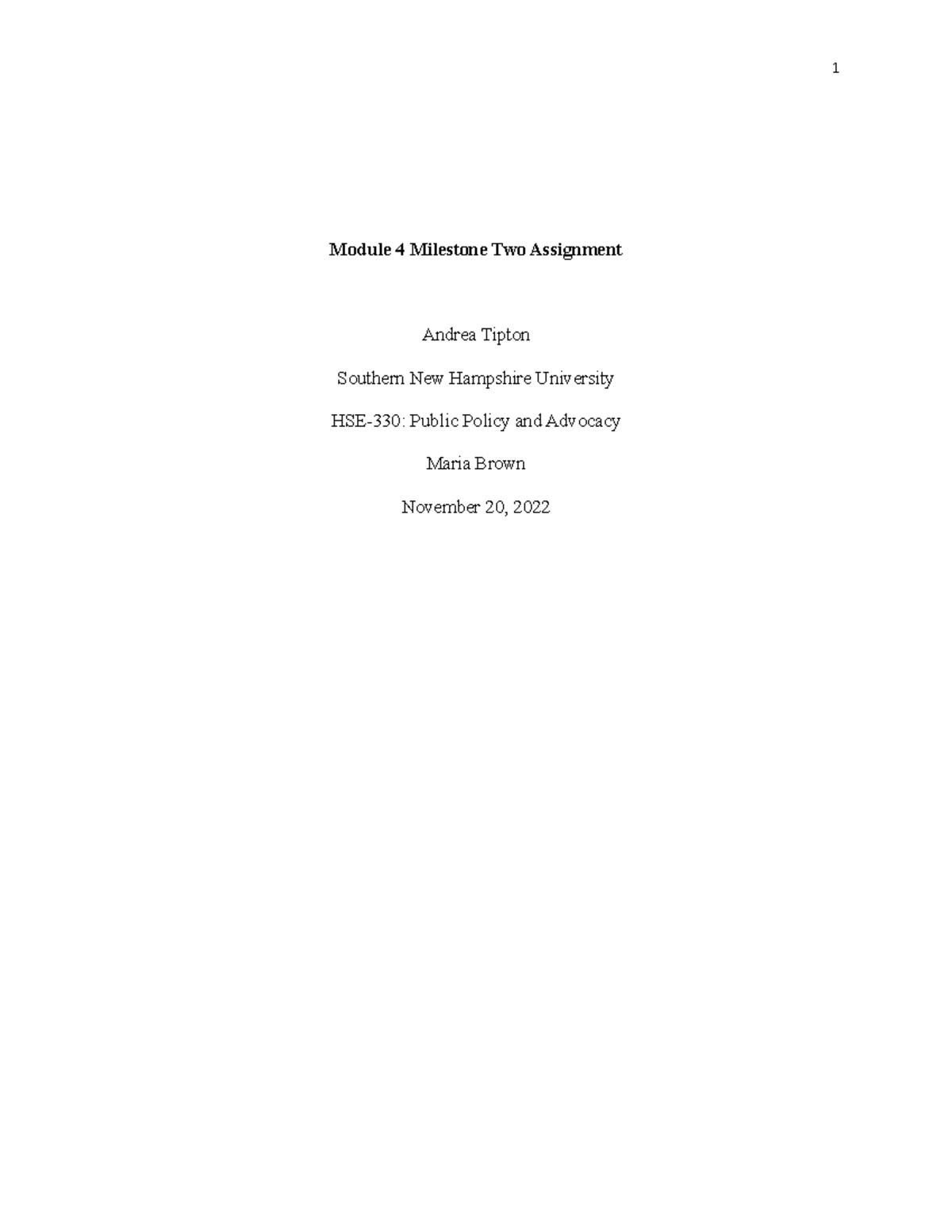Module 4 Milestone Two - Module 4 Milestone Two Assignment Andrea ...