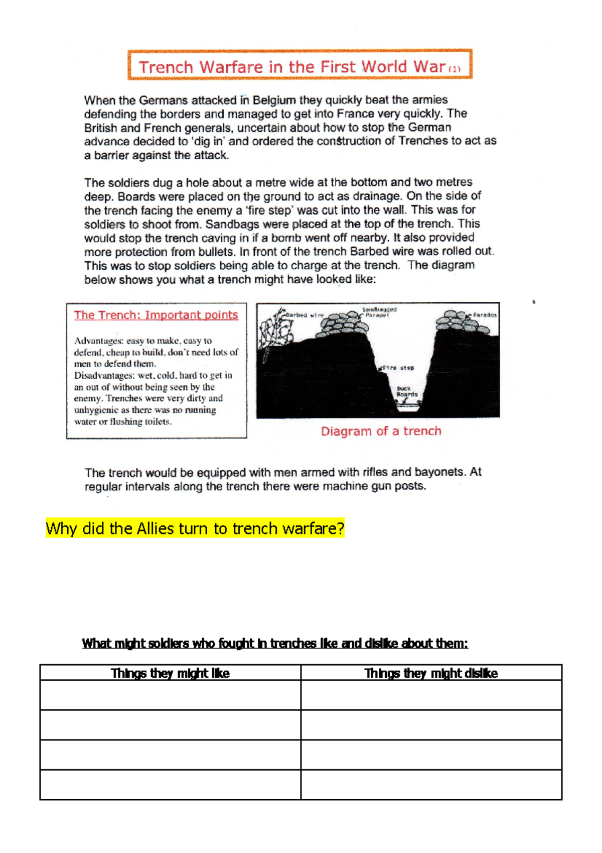 Trench warfare and new weapons 2021 - Why did the Allies turn to trench ...