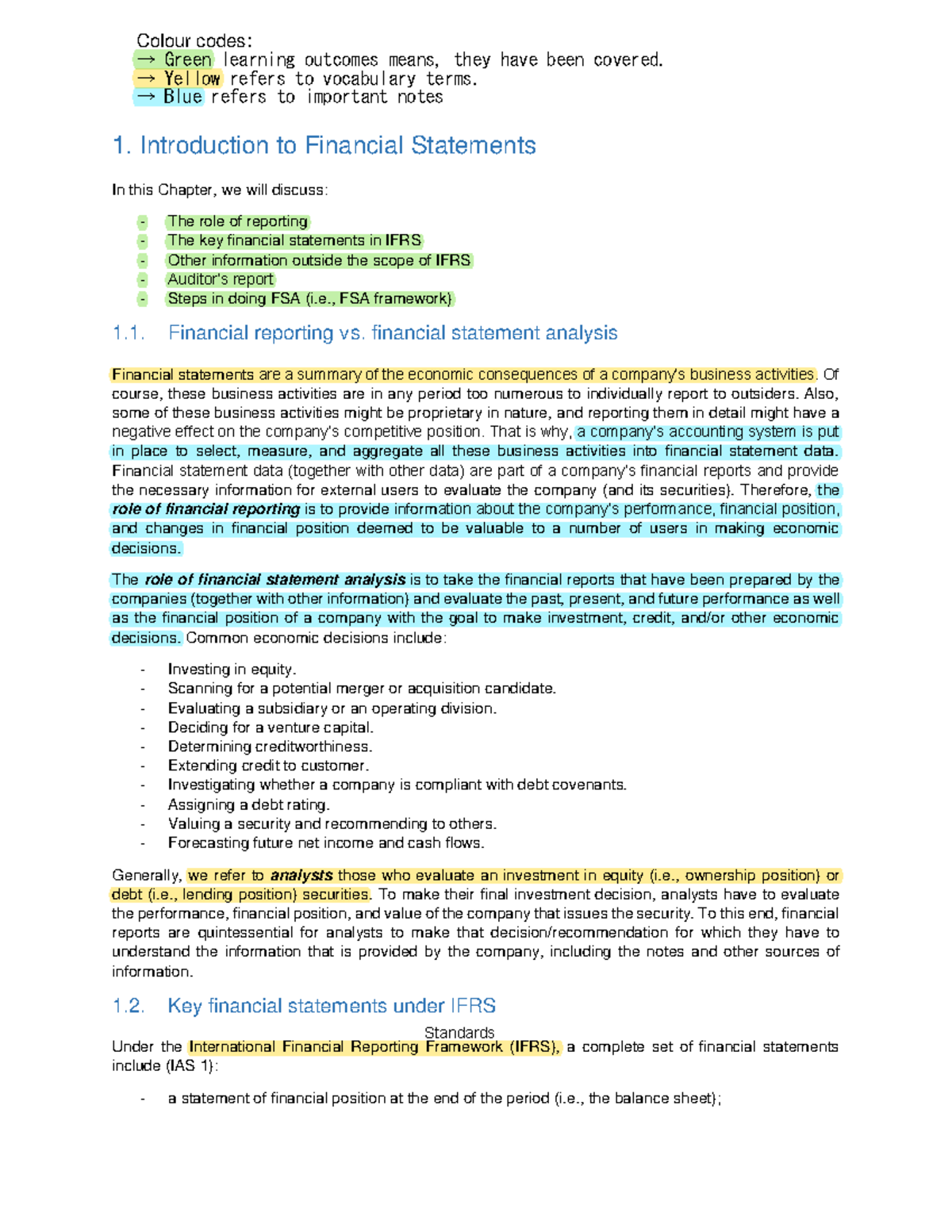Chapter 1 FSA (Financial Statement Analysis) - 1. Introduction to ...