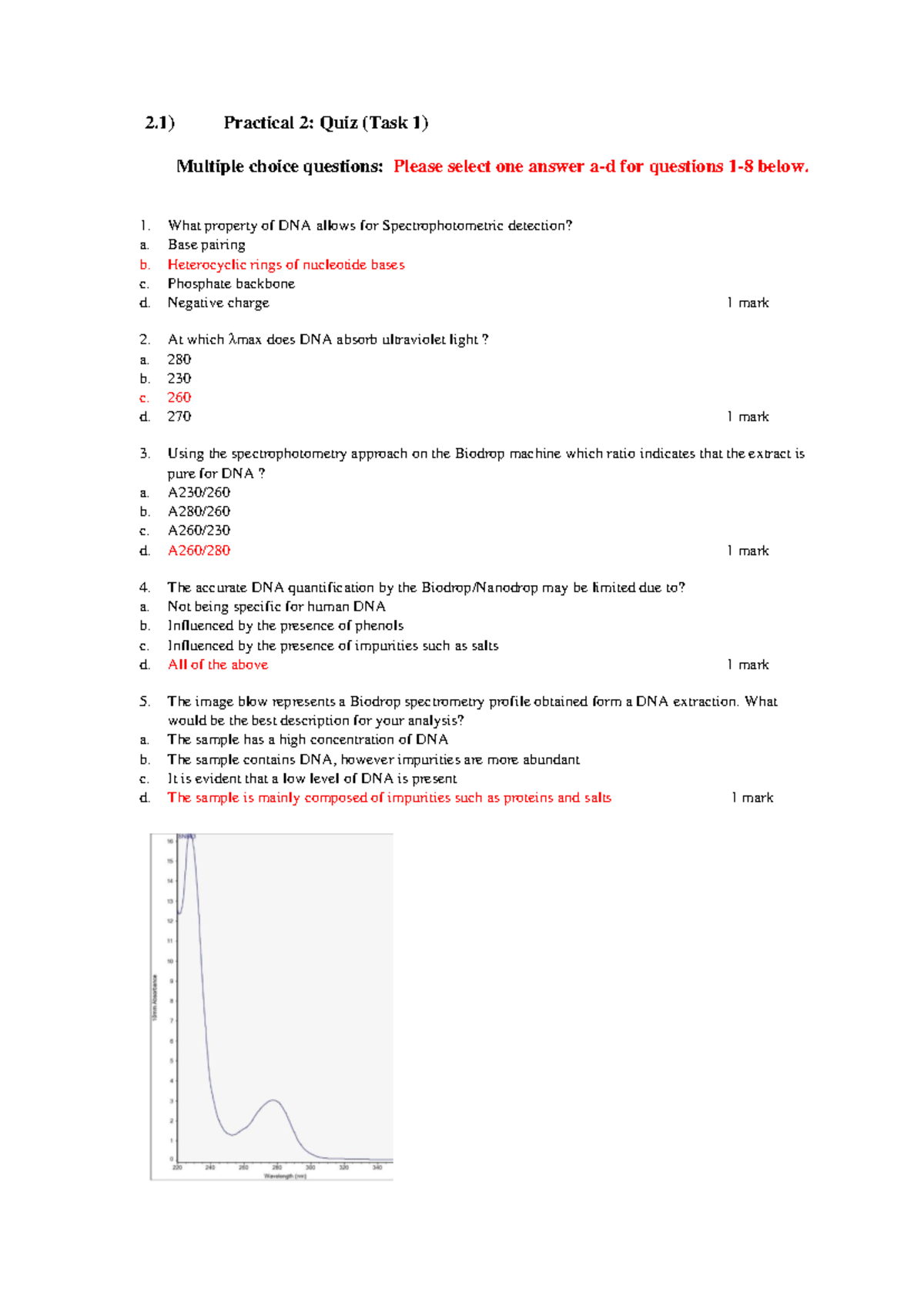 Practical 2 MEMO - 2) Practical 2: Quiz (Task 1) Multiple choice ...