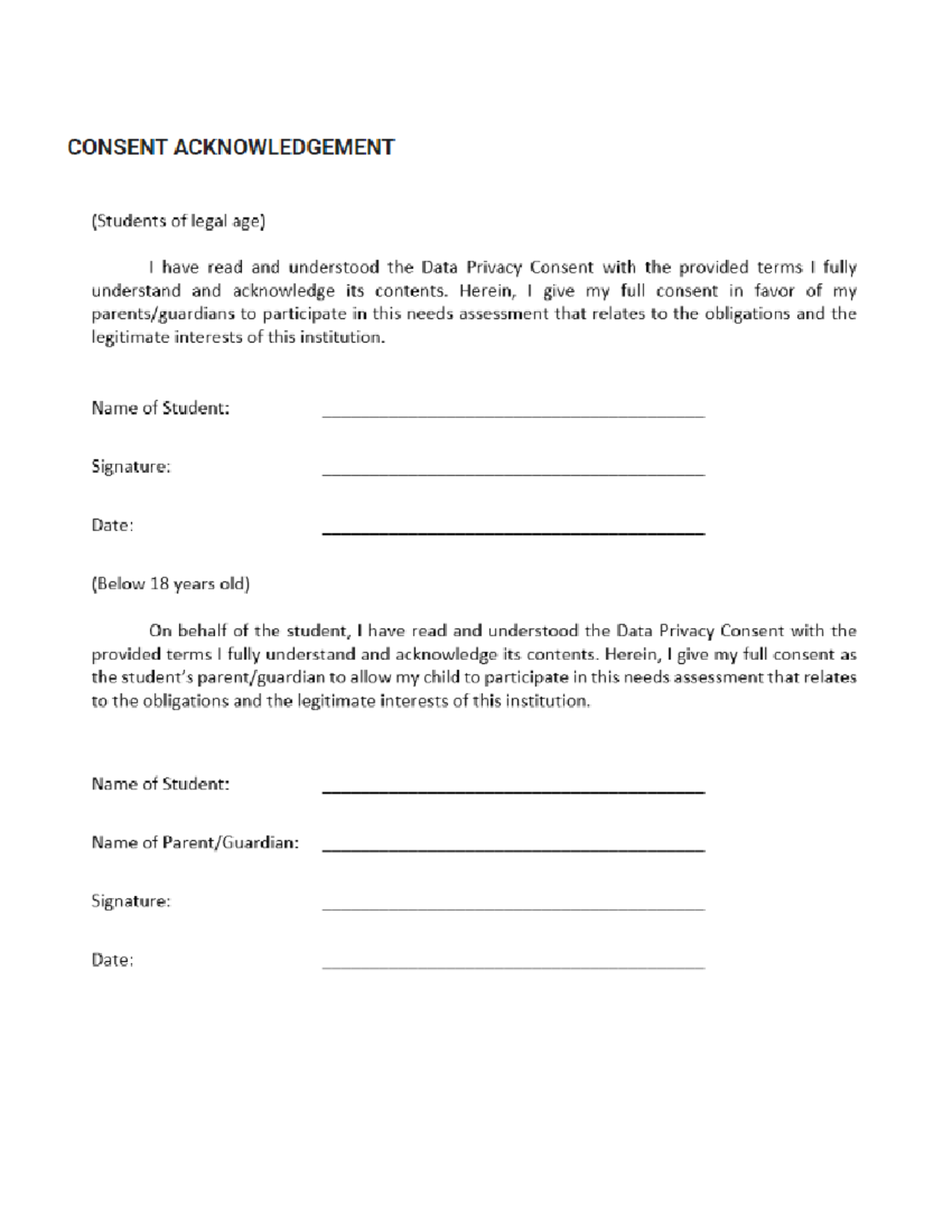 Guidance-Consent-Acknowledge - bs Administration management - Studocu