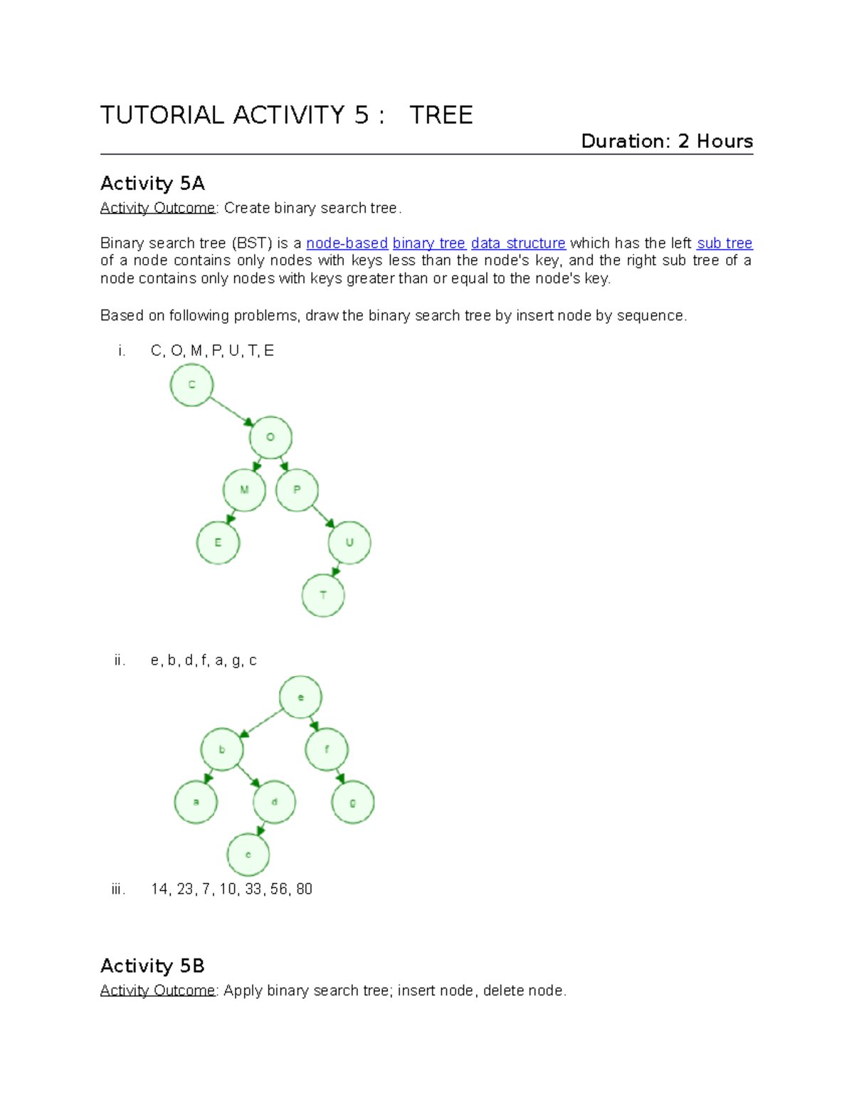 Activity TREE - Assignment on Tree - TUTORIAL ACTIVITY 5 : TREE ...
