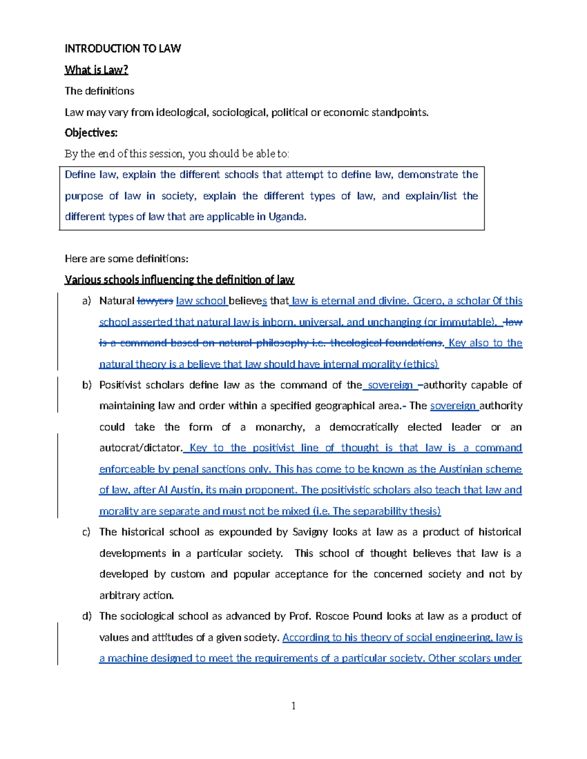 Introduction TO LAW - INTRODUCTION TO LAW What is Law? The definitions ...