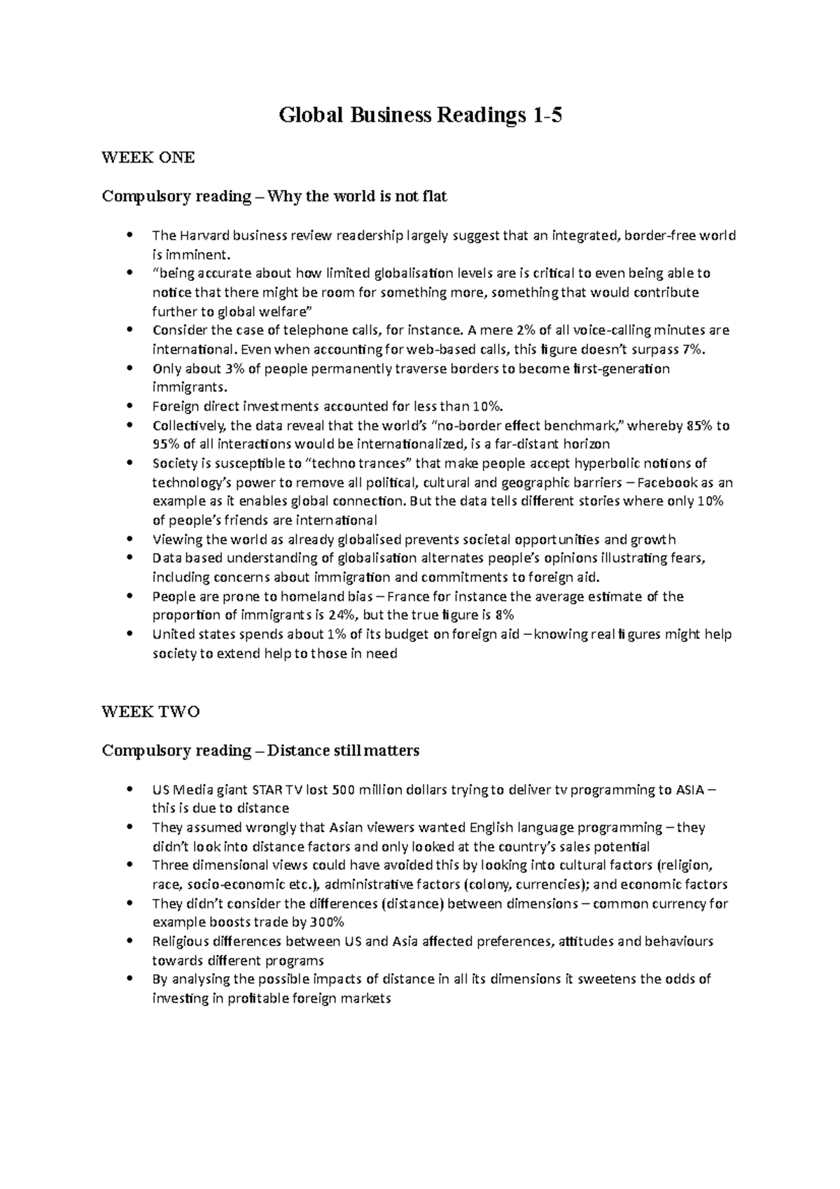 Global Business Readings 1-5 - Global Business Readings 1- WEEK ONE ...