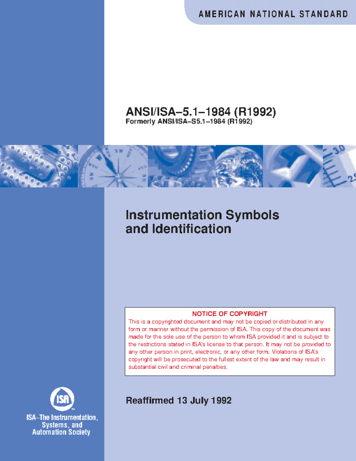 Norma ISA - Instrumentation Symbols and Identification Reaffirmed 13 ...