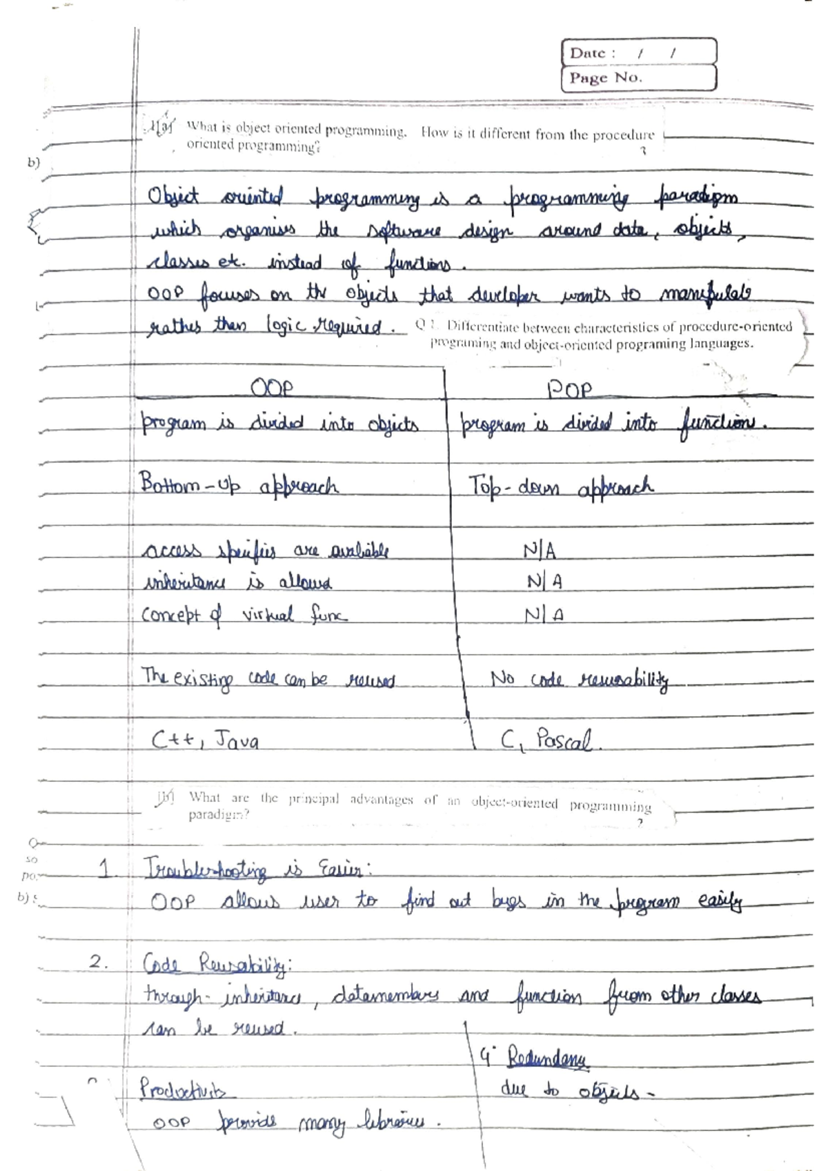 Oop Prev Year Ques Summary For This Chapter Object Oriented