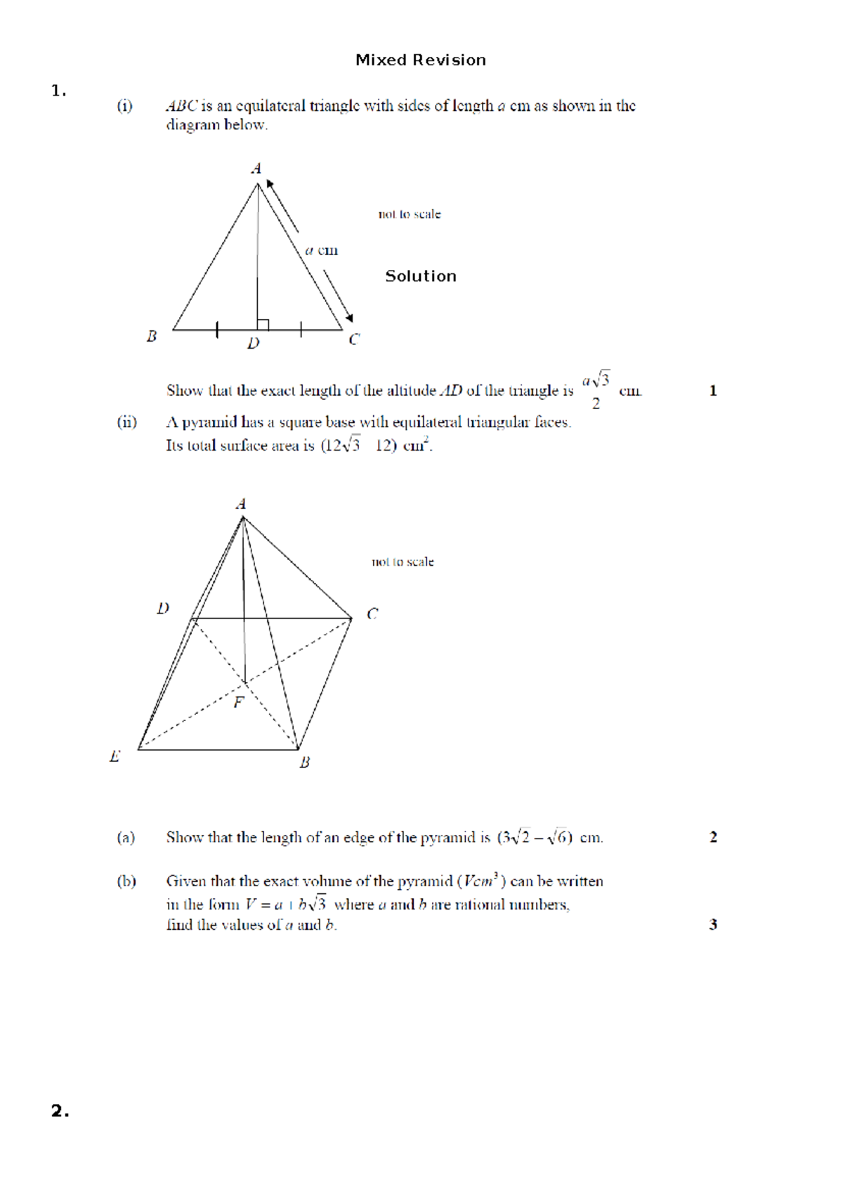 Mixed Revision for HY - Year 10 questions - Mixed Revision 1. Solution ...