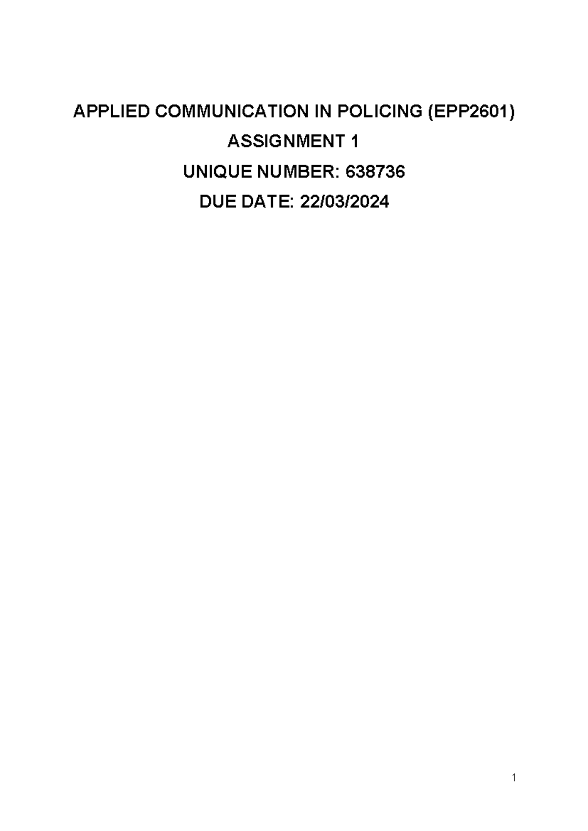 Applied Communication IN Policing assignment 1 - APPLIED COMMUNICATION ...