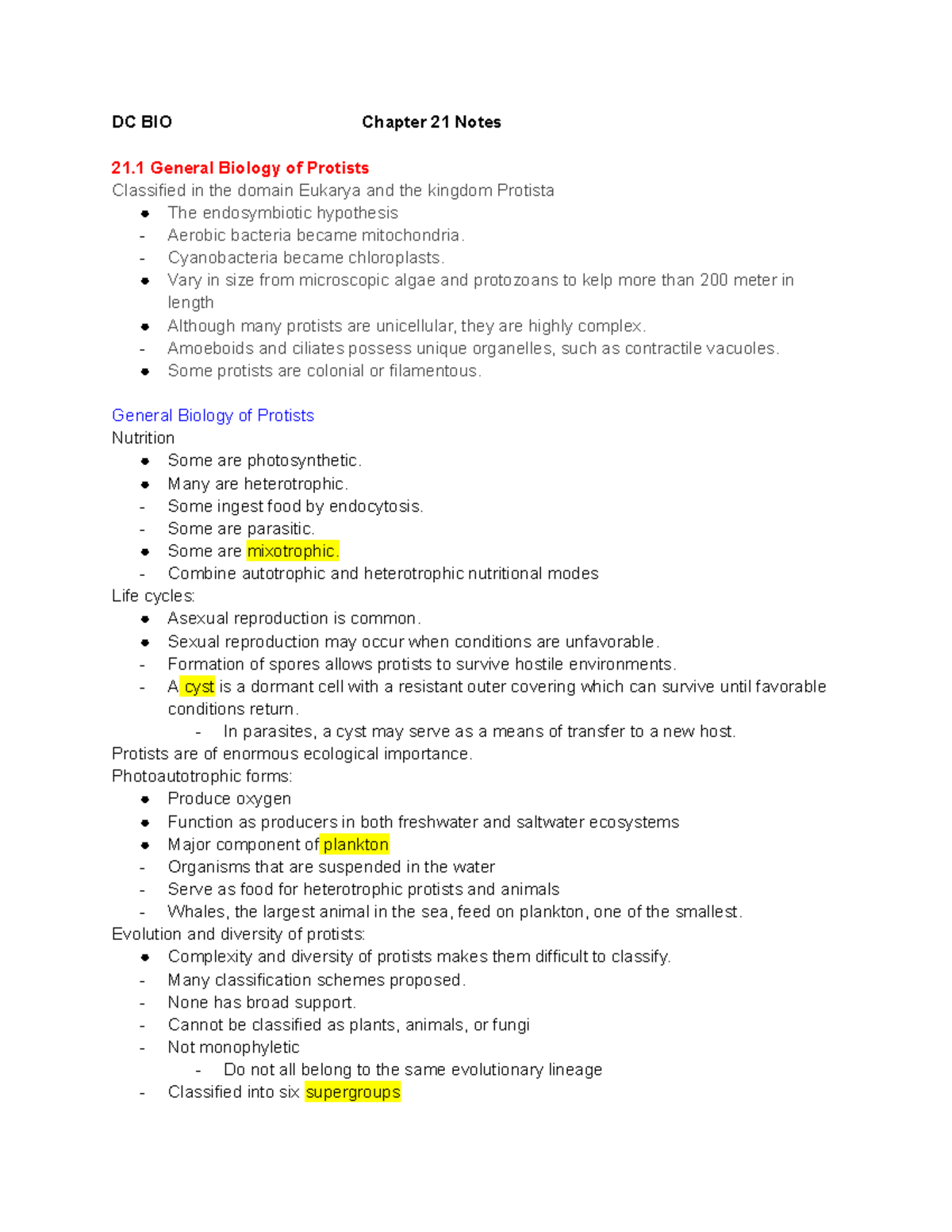 DC BIO Chapter 21 Notes - TMHS Putnam - DC BIO Chapter 21 Notes 21 ...