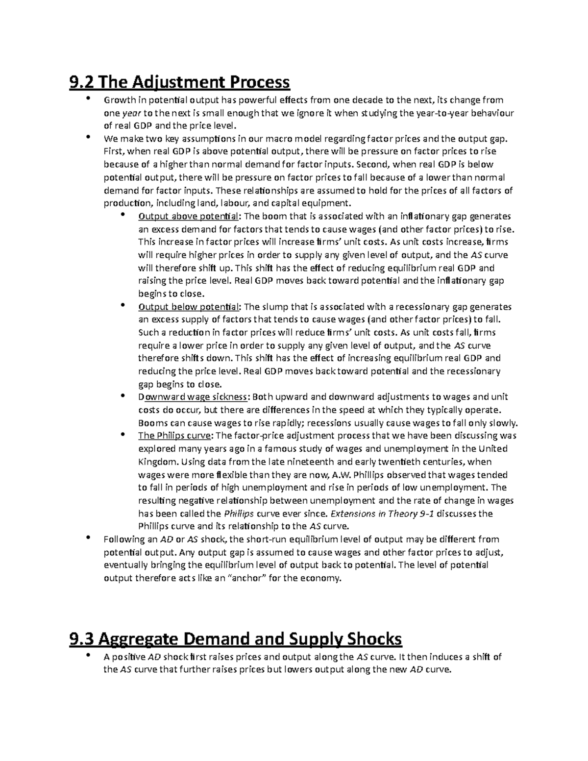 Chapter 9 Lecture - 9 The Adjustment Process Growth in potential output ...