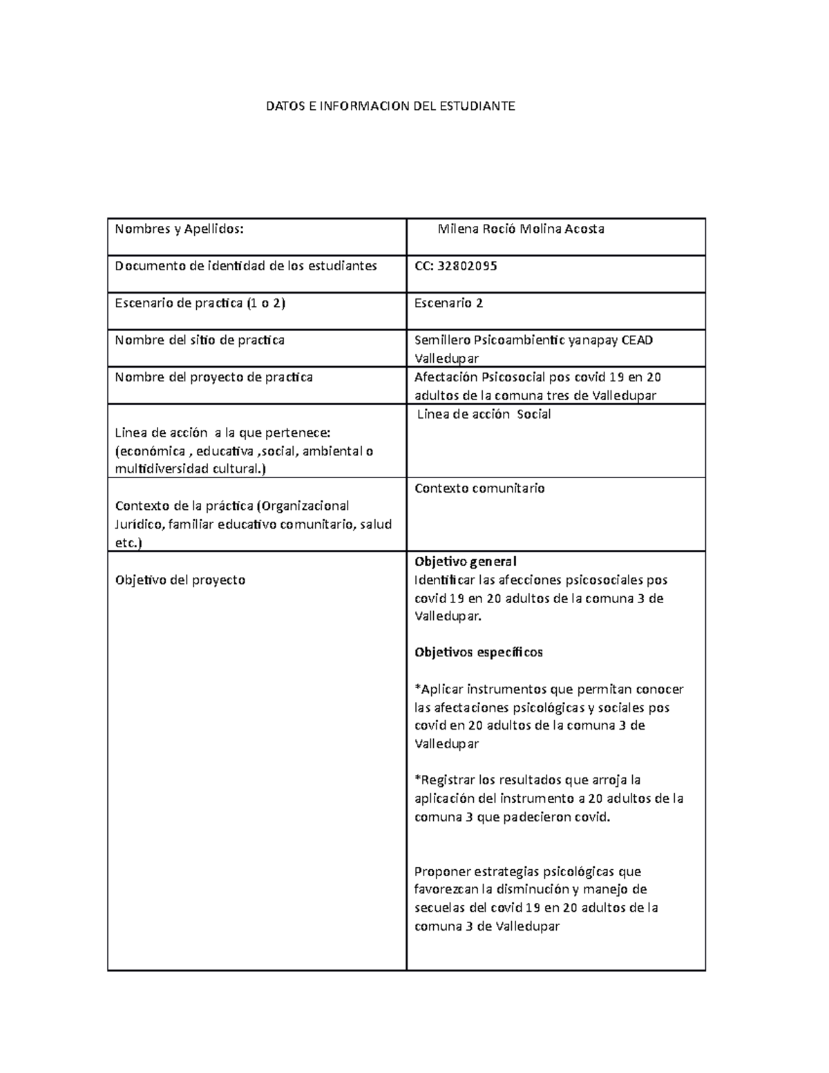 Datos E Informacion DEL Estudiante - DATOS E INFORMACION DEL ESTUDIANTE ...