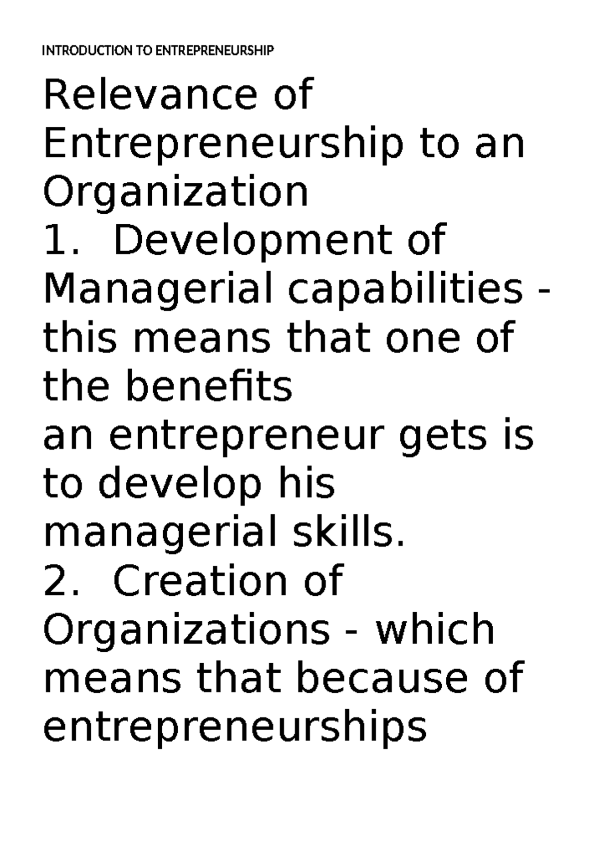 Introduction TO Entrepreneurship - INTRODUCTION TO ENTREPRENEURSHIP ...