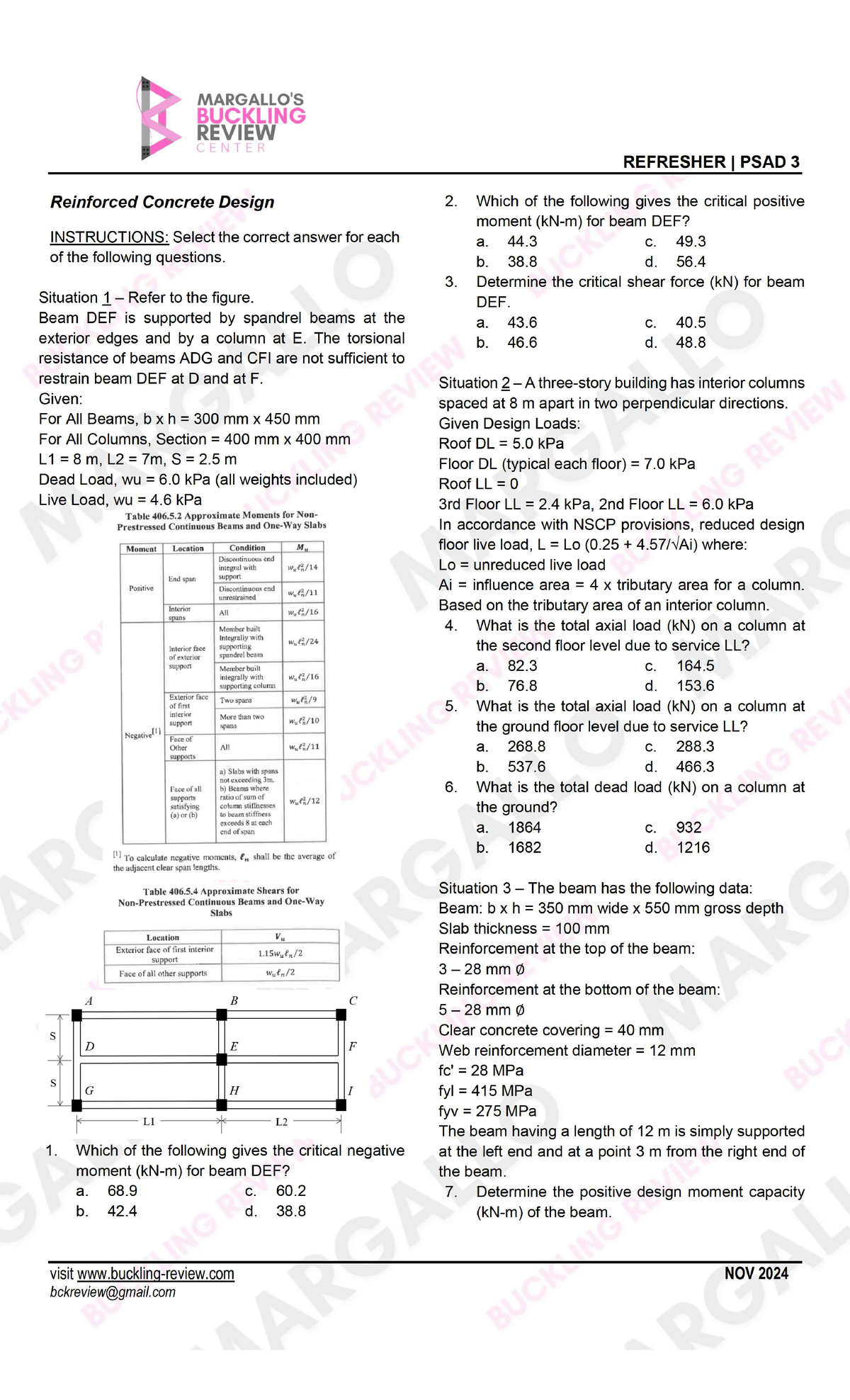 PSAD-3-Module - lesson exam - AA BUCKLING REVIEW CENTER REFRESHER PSAD ...