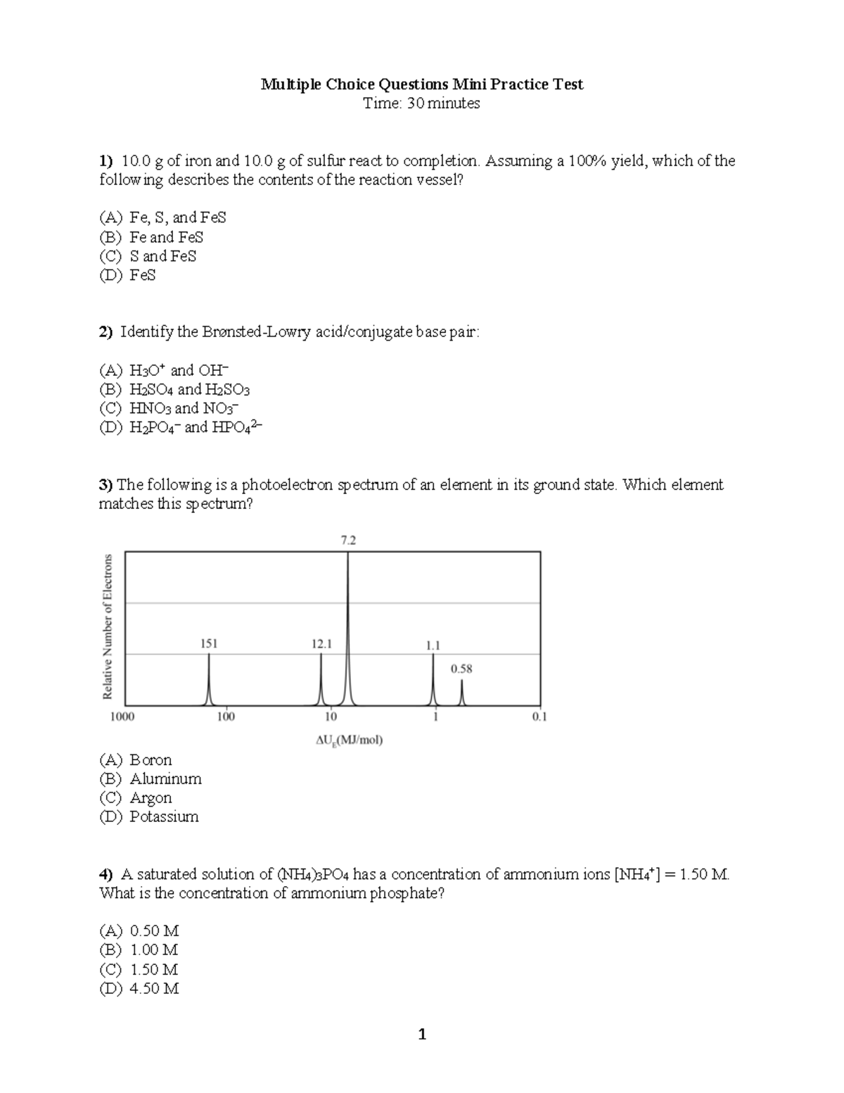 Kami Export - Sonya Kruglyansky - Mini Practice AP Chemistry Test - 1 ...