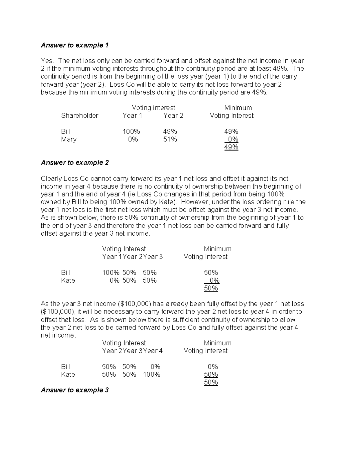 Answer To Loss Carry Forward Examples And Qs Answer To Example 1 Yes answer-to-loss-carry-forward-examples-and-qs-answer-to-example-1-yes