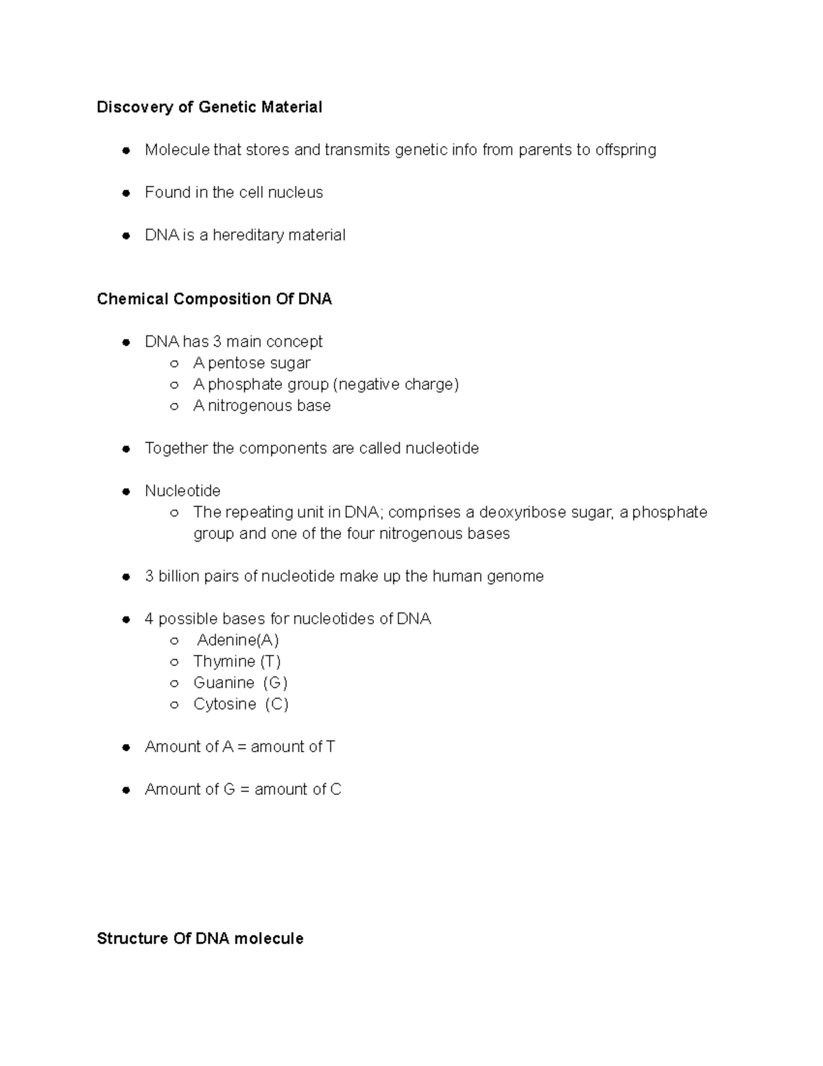 Biology - Genetics Practice/Summary Notes - BIOA01H3 - U of T - Studocu