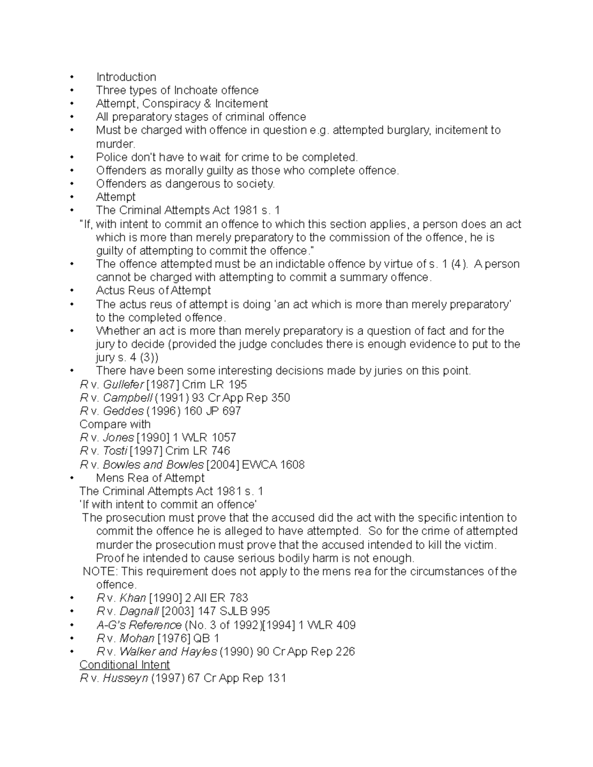 Inchoate offences ...