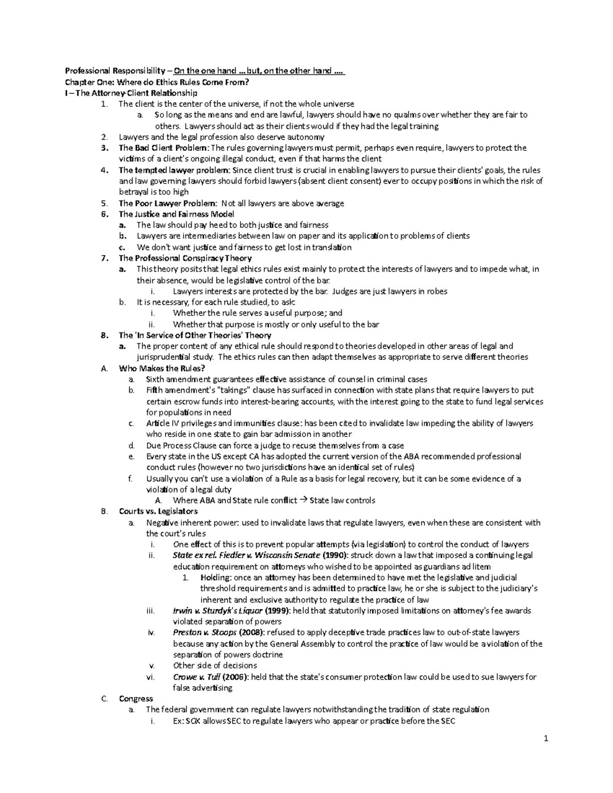 Professional Responsibility and Ethics in Law - Studocu