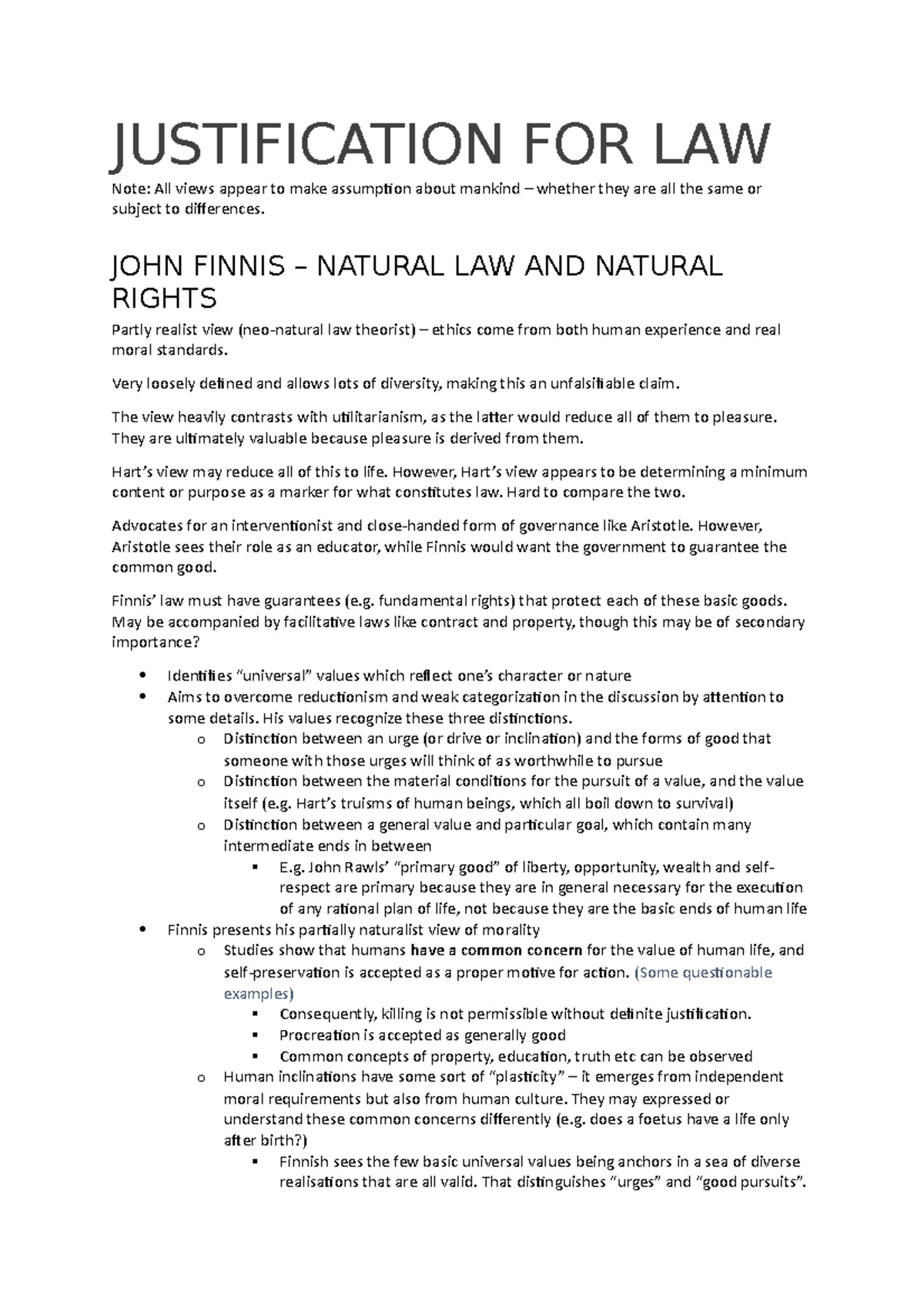 LTP6 Justification for Law - JUSTIFICATION FOR LAW Note: All views ...