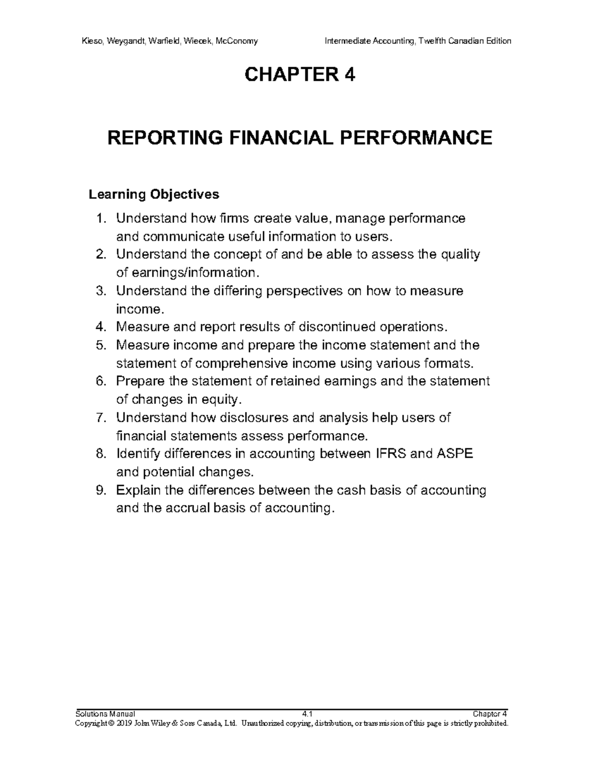 Ch04 - solutions - Solutions Manual 4 Chapter 4 CHAPTER 4 REPORTING FINANCIAL PERFORMANCE ...