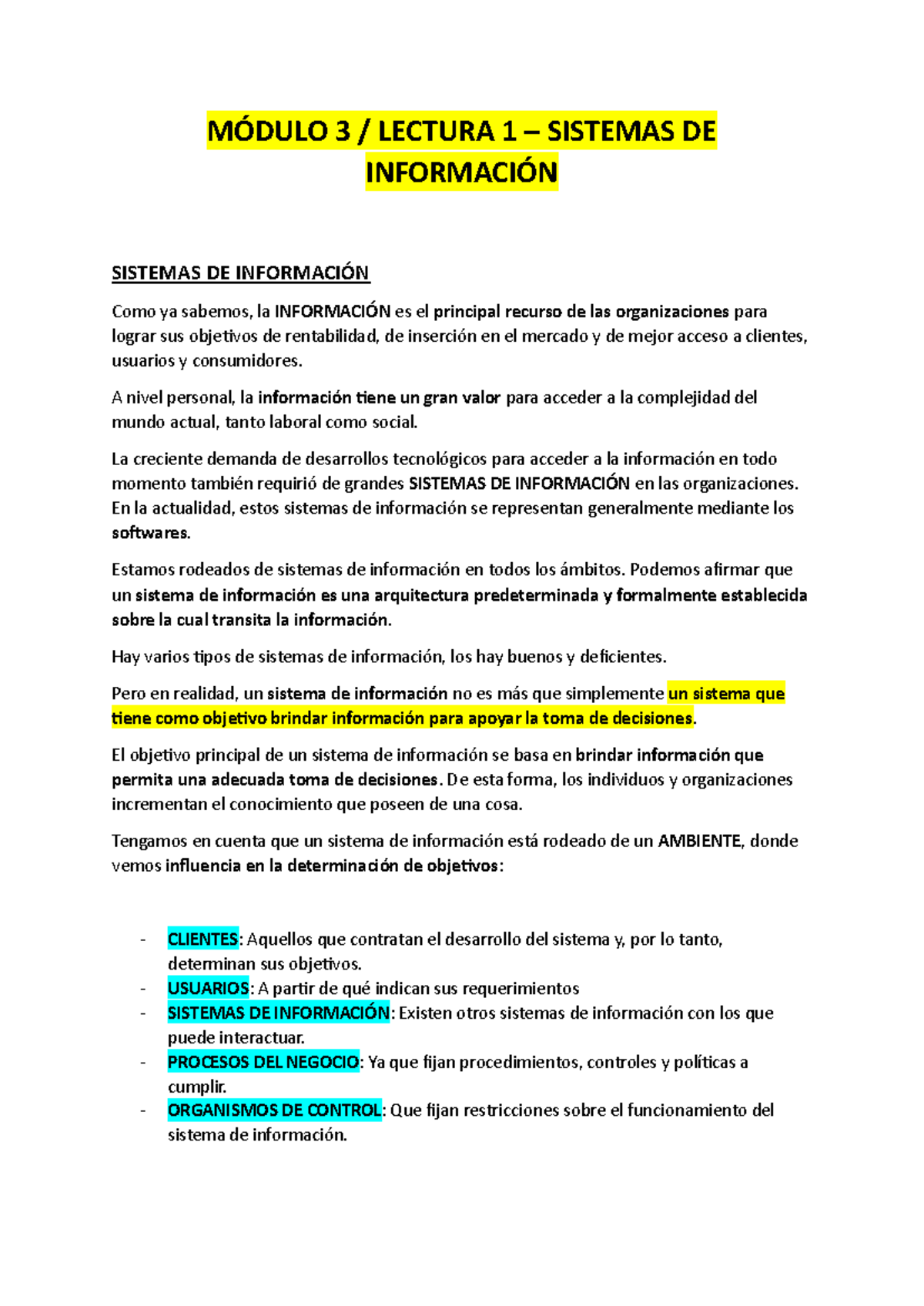 Resumen Parcial 2 programacion logica - MÓDULO 3 / LECTURA 1 – SISTEMAS DE INFORMACIÓN SISTEMAS ...