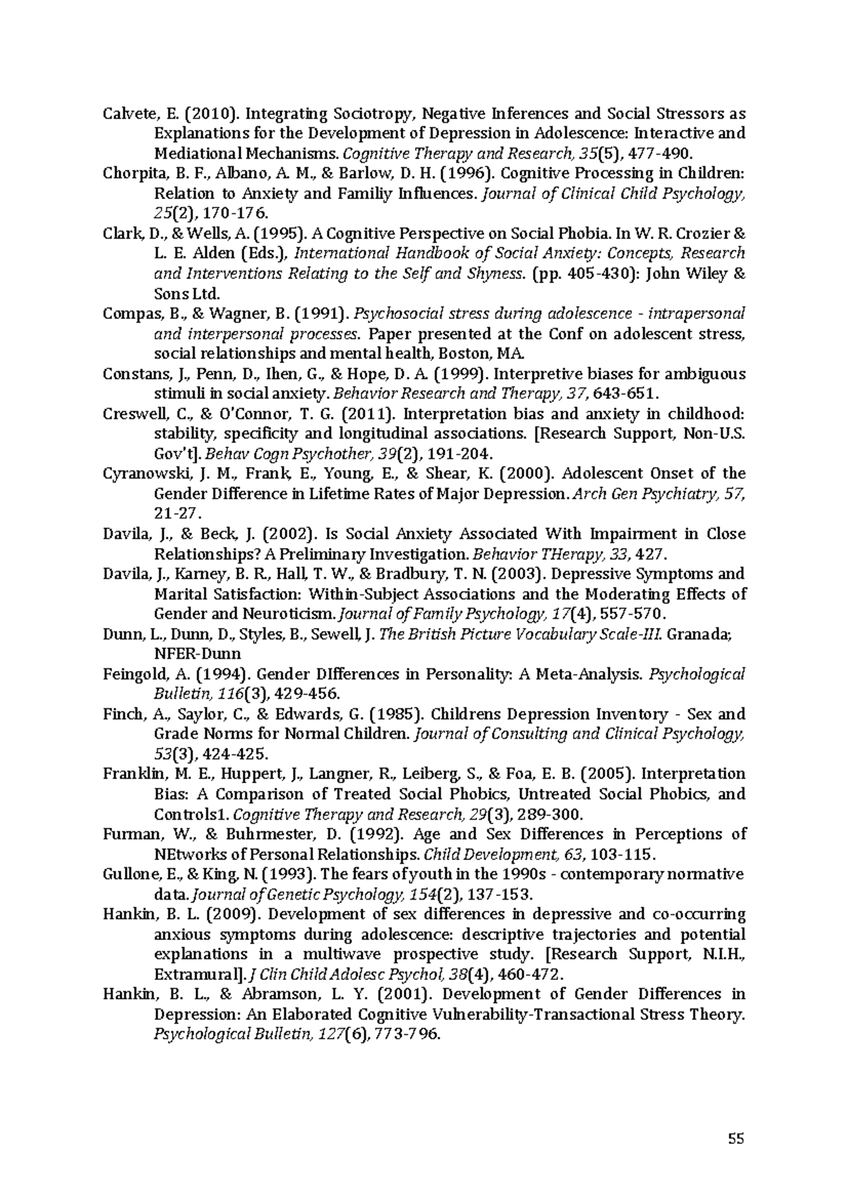 Sex Differences In Interpretation Bias 18 55 Calvete E 2010