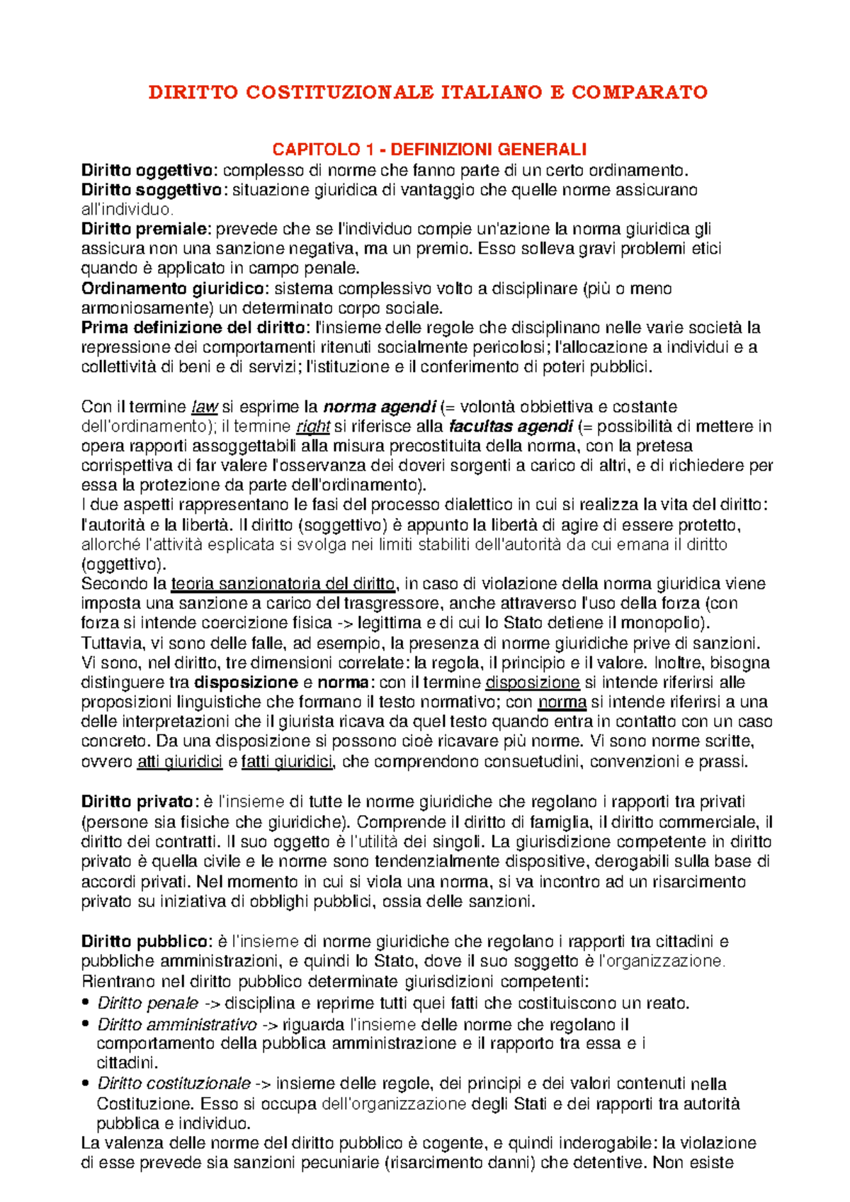 Schemi Diritto Definitivi Diritto Costituzionale Italiano E Comparato