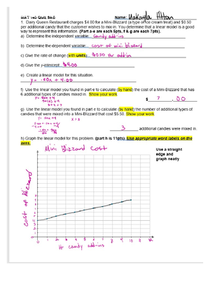 Quiz 6ABC - Document has the shown work for all answers. - MAT 143 ...