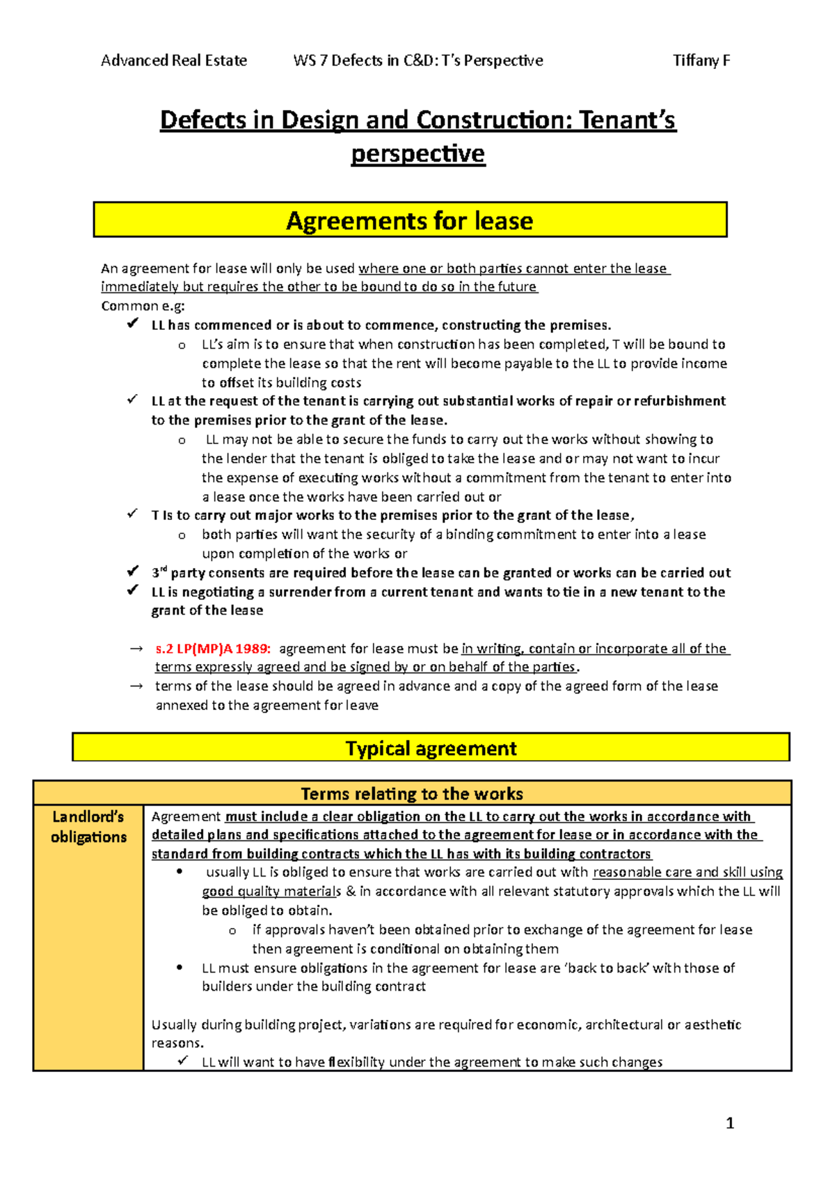 Real Estate WS7 Defects in Design and Construction Notes - Defects in ...