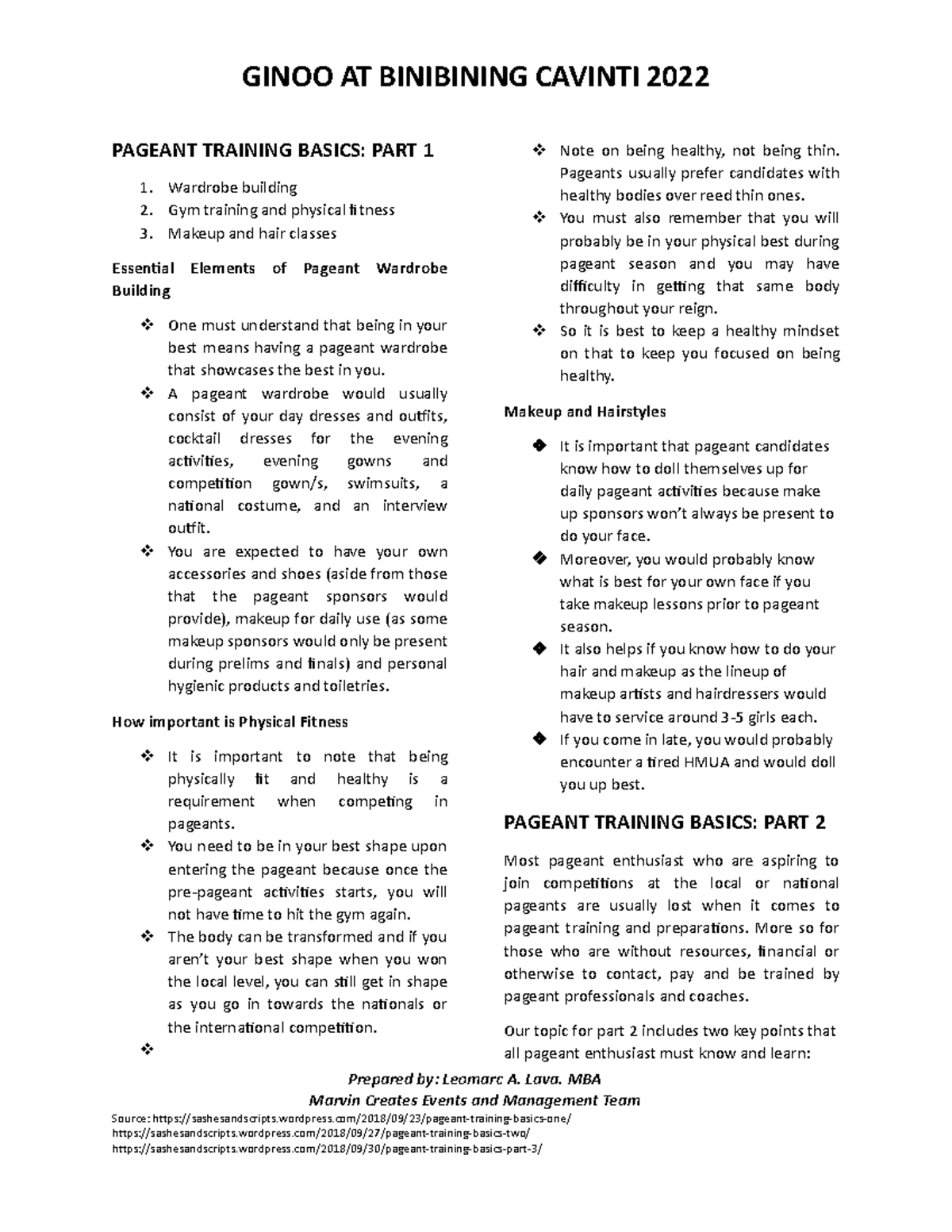 Cavinti Personality Development - PAGEANT TRAINING BASICS: PART 1 ...