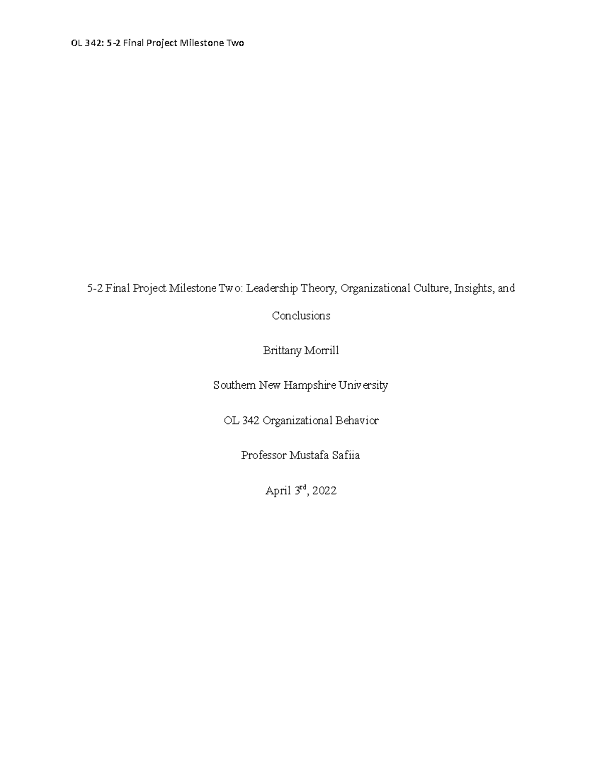 Milestone 2 - Final 2 - 5-2 Final Project Milestone Two: Leadership ...