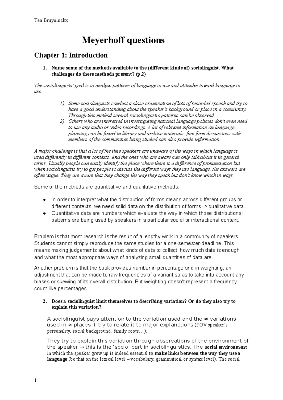 Meyerhoff exam questions 2021 - Meyerhoff questions Chapter 1: Introduction Name some of the ...