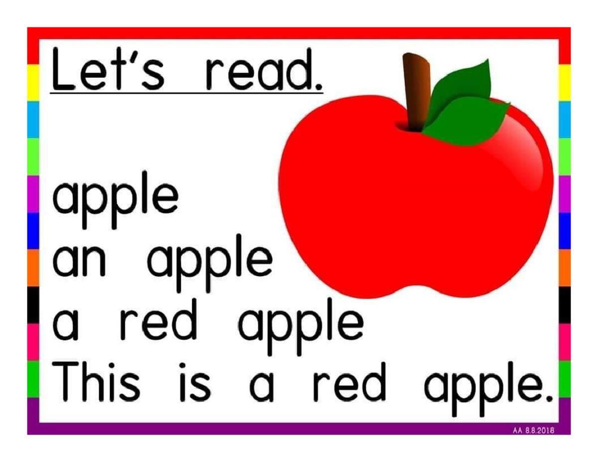 LET S-READ-Materials - reading material - read. apple an apple a red ...