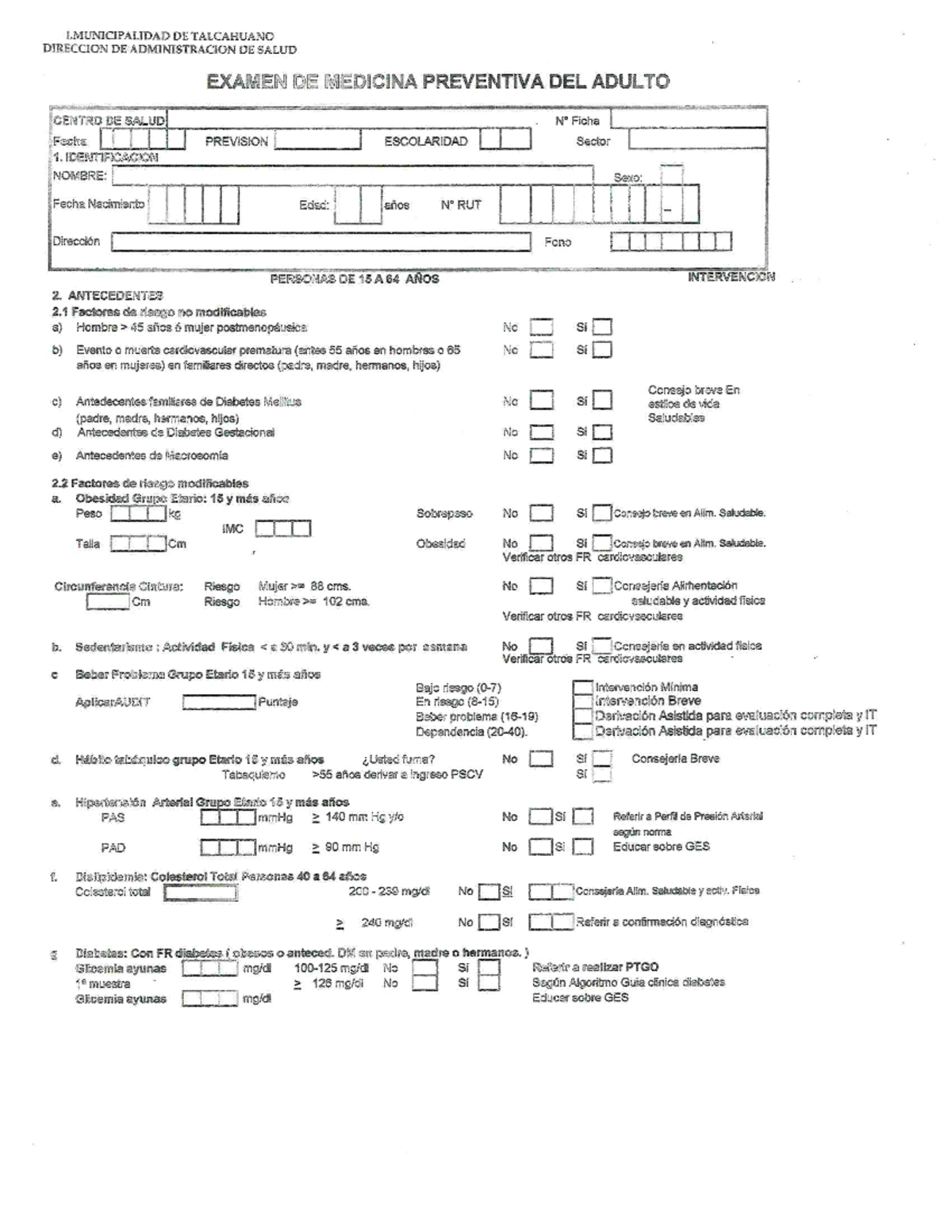 Formulario EMP - Examen medicina preventiva en el adulto - Enfermería en Salud Comunitaria I ...