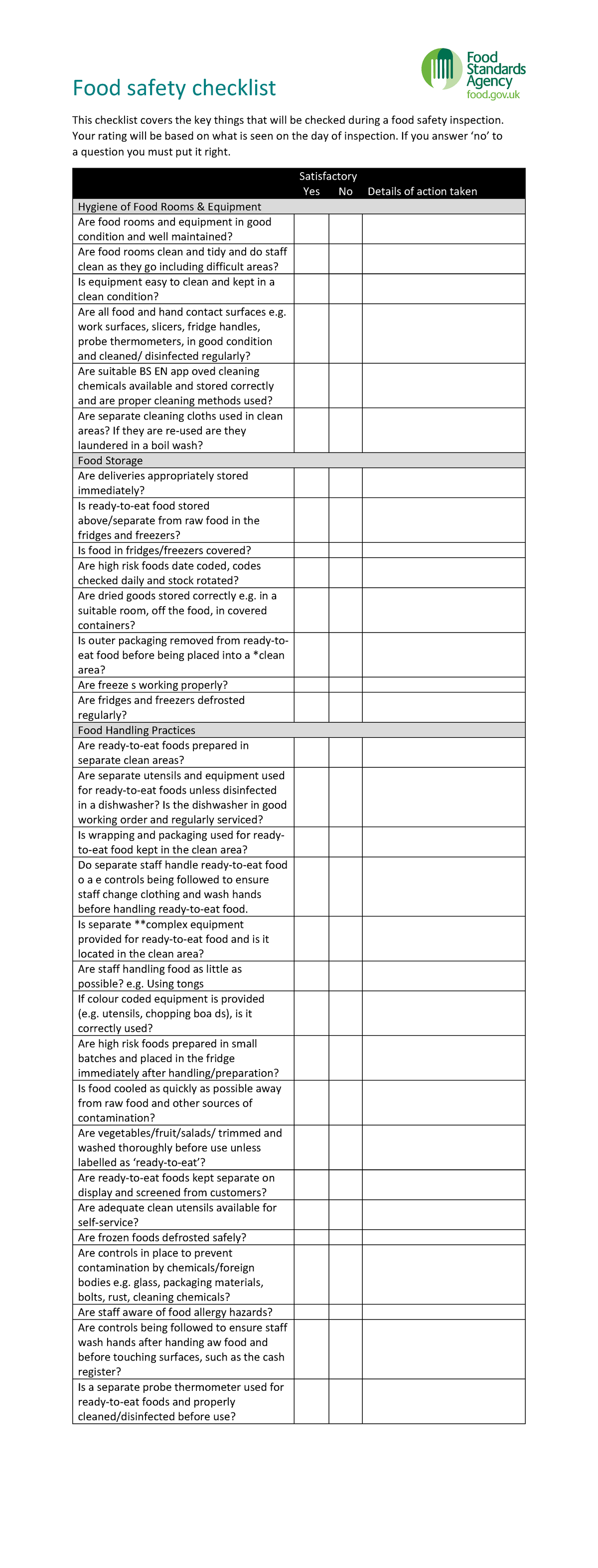 Food-safety-checklist - zyxwvut Food safety checklist This checklist ...