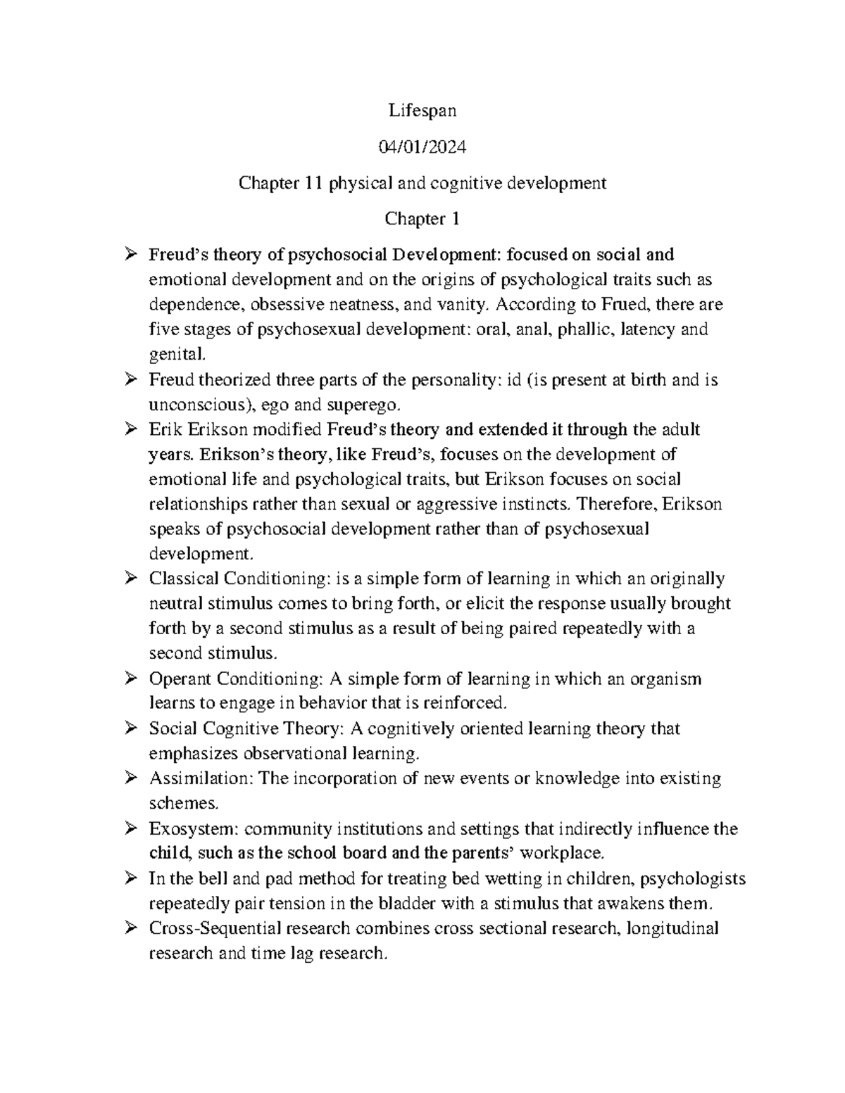 Lifespan study guide For the Final - Lifespan 04/01/ Chapter 11 ...