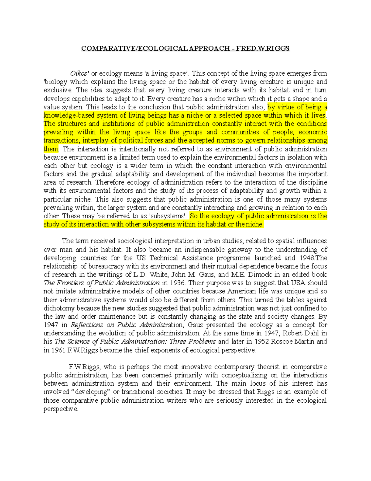 Ecological Approach - COMPARATIVE/ECOLOGICAL APPROACH - FRED.W Oikos ...
