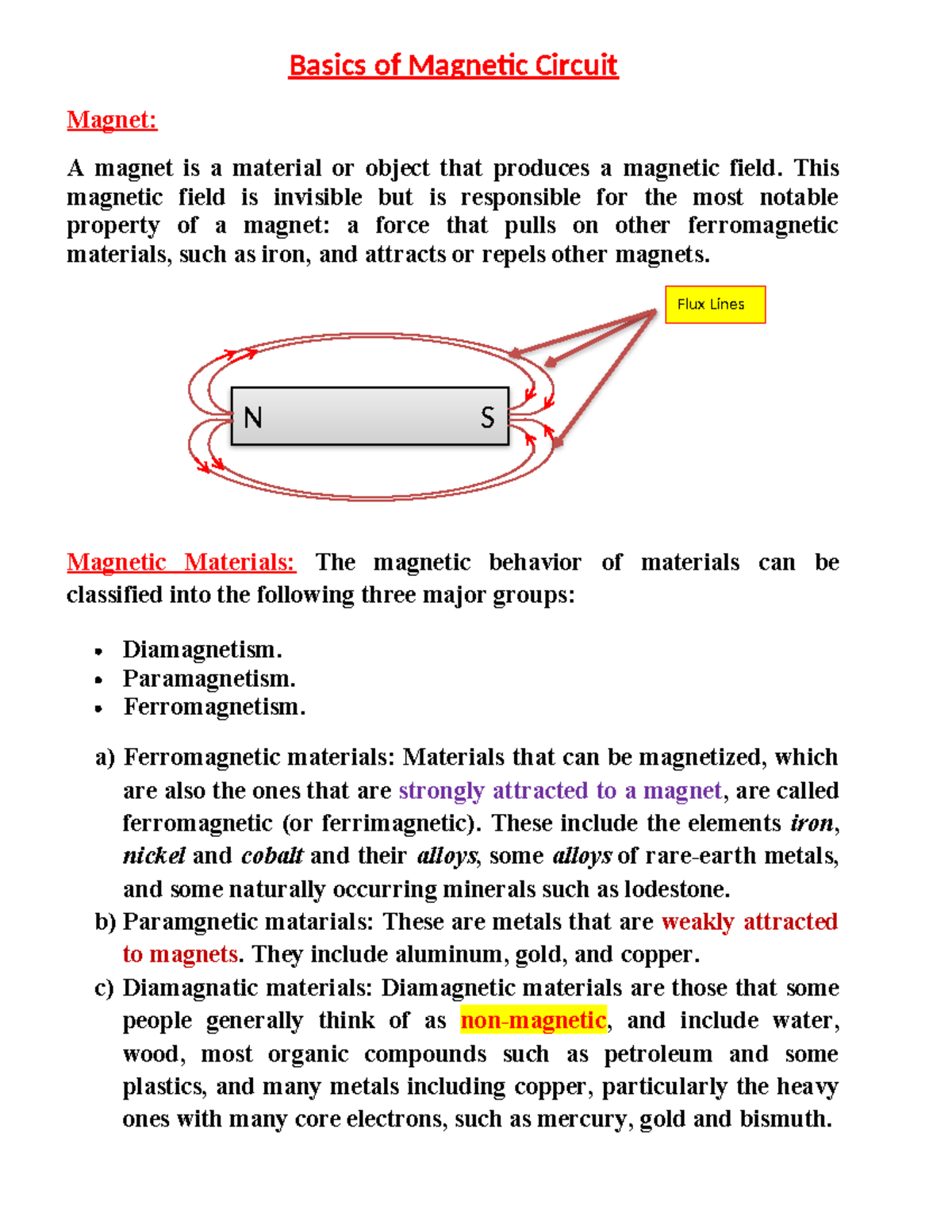 EEE111 MagneTIC CIRCUIT - Basics of Magnetic Circuit Magnet: A magnet ...