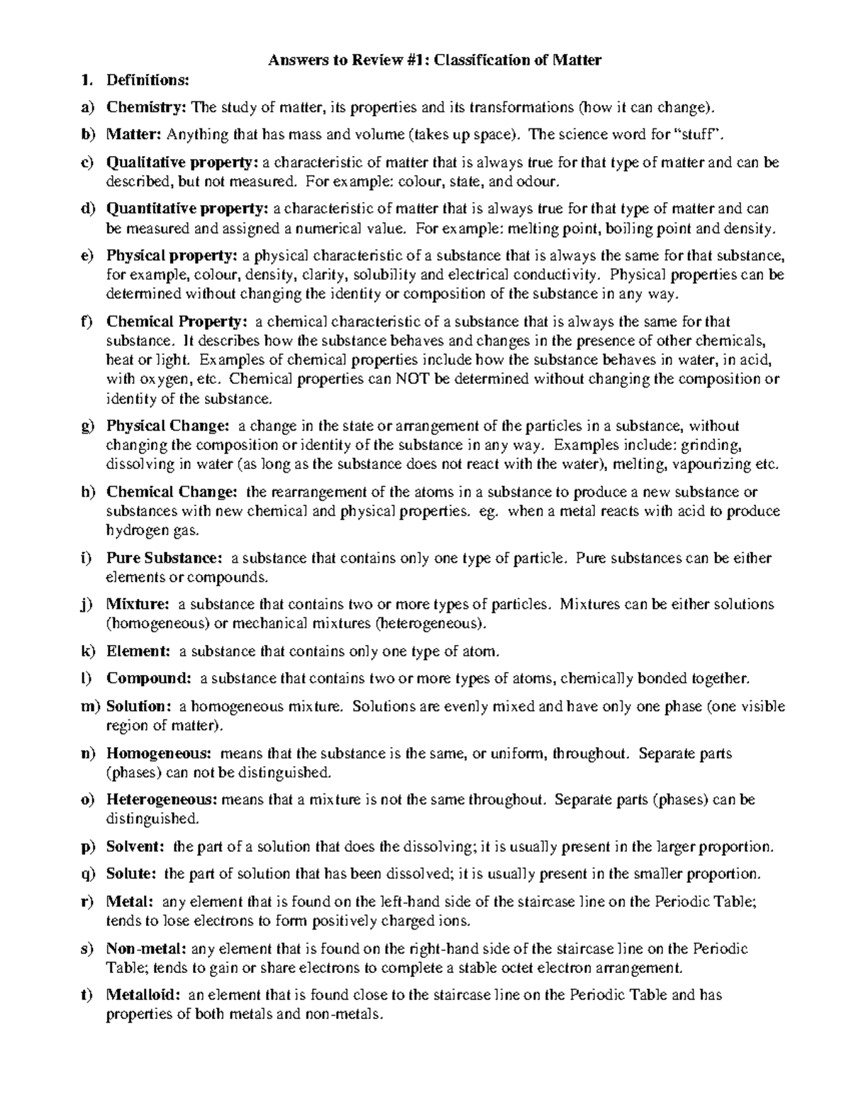 Classification of matter jotted down notes - Bachelor of Science in ...