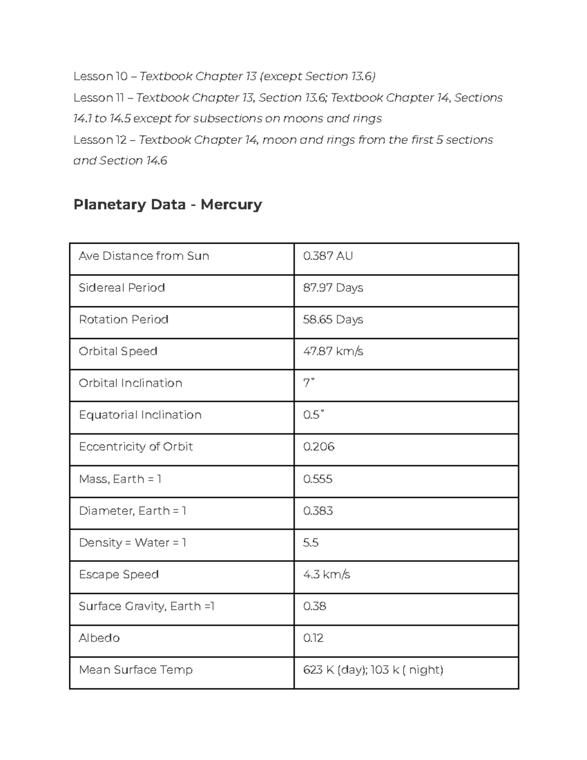 Astronomy Module 4 - Lesson 10 – Textbook Chapter 13 (except Section 13 ...