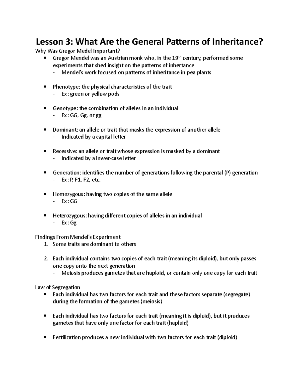 Lesson 3 What Are the General Patterns of Inheritance - Lesson 3: What Are the General Patterns ...