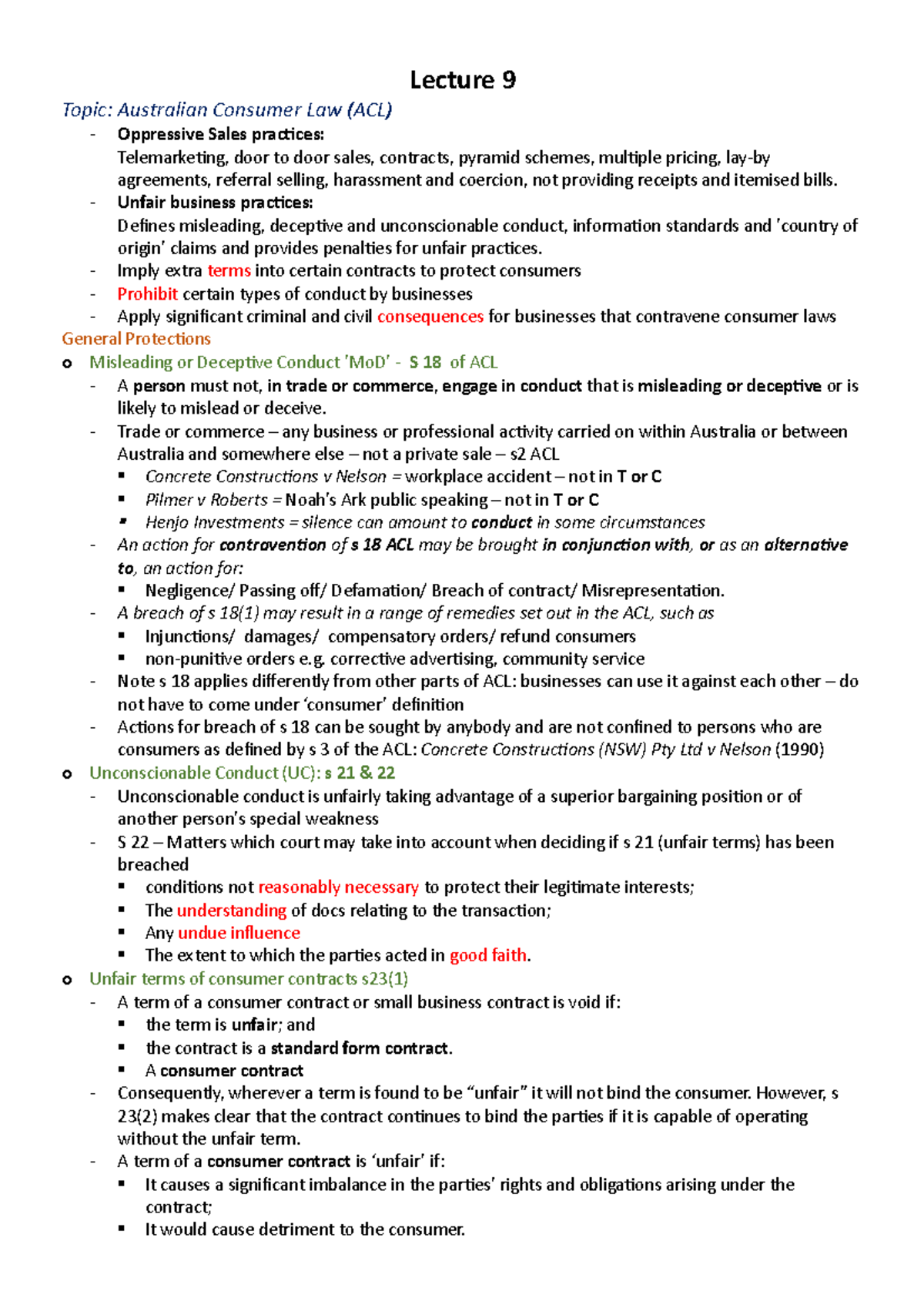 Lecture 9 - LAW2446 - RMIT University - Studocu