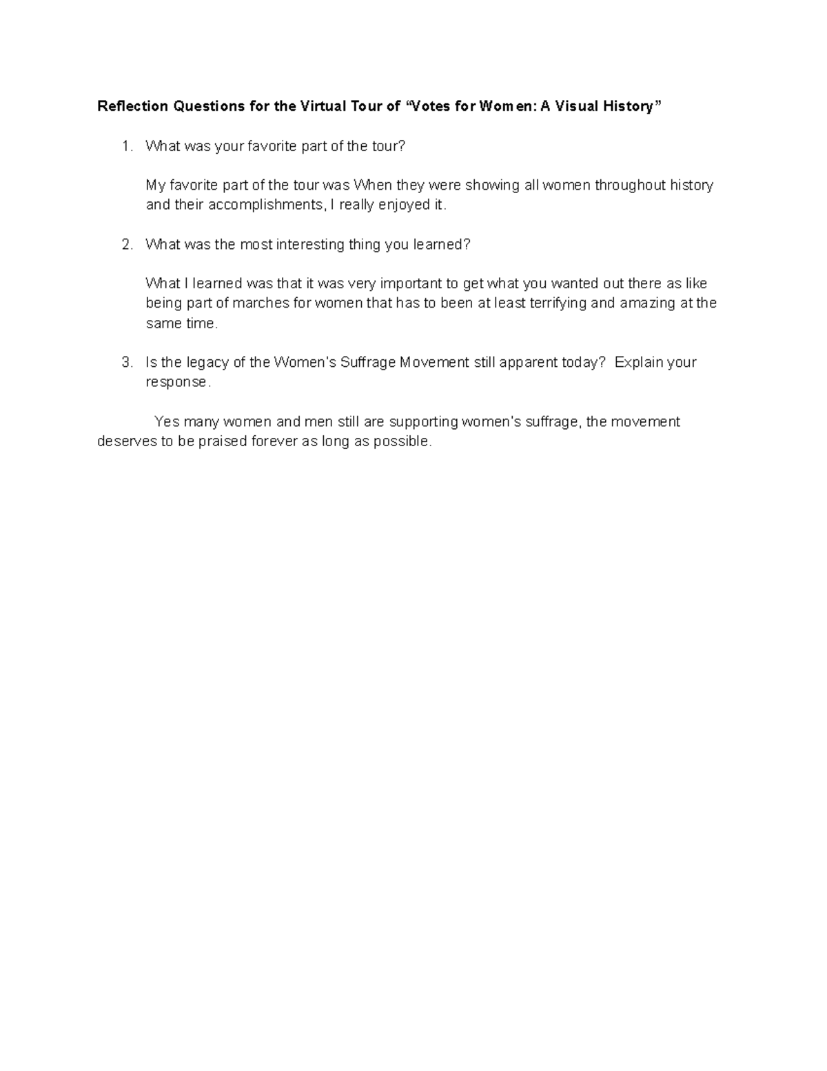 Anisa White - ( English) Reflections - Reflection Questions for the ...