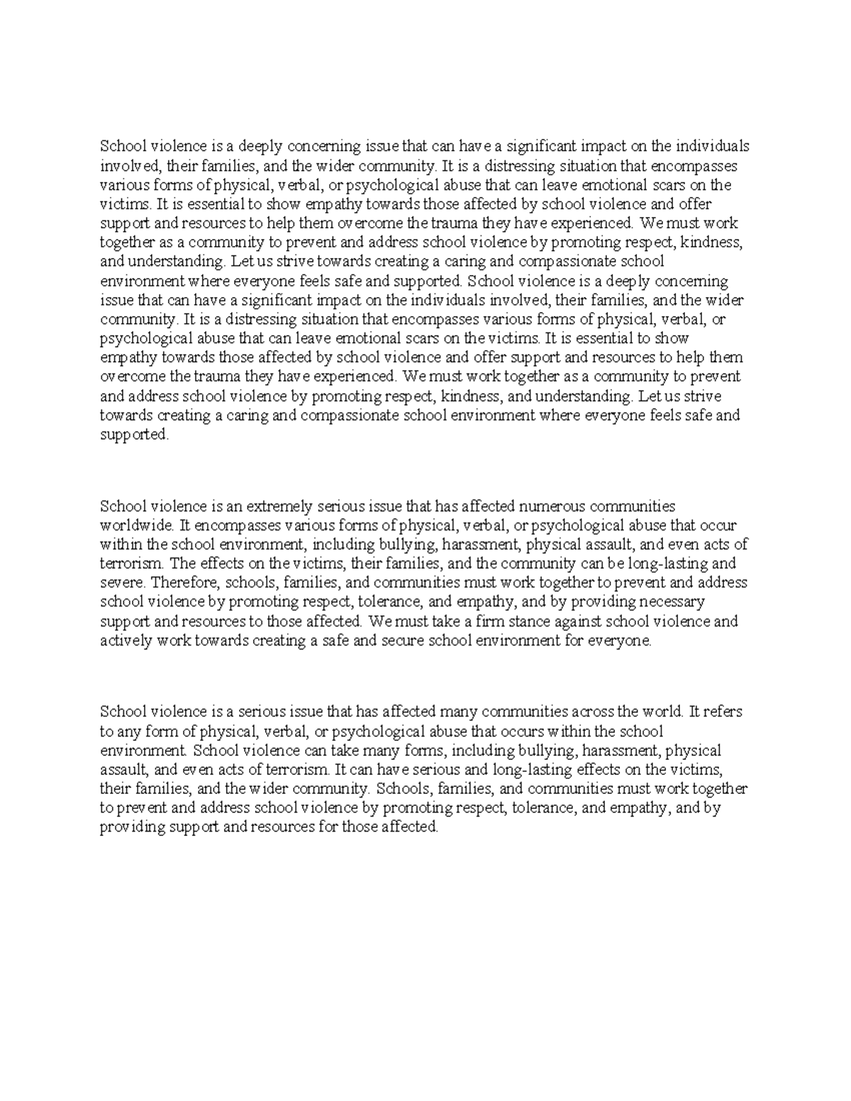 School shootings - essay - School violence is a deeply concerning issue ...