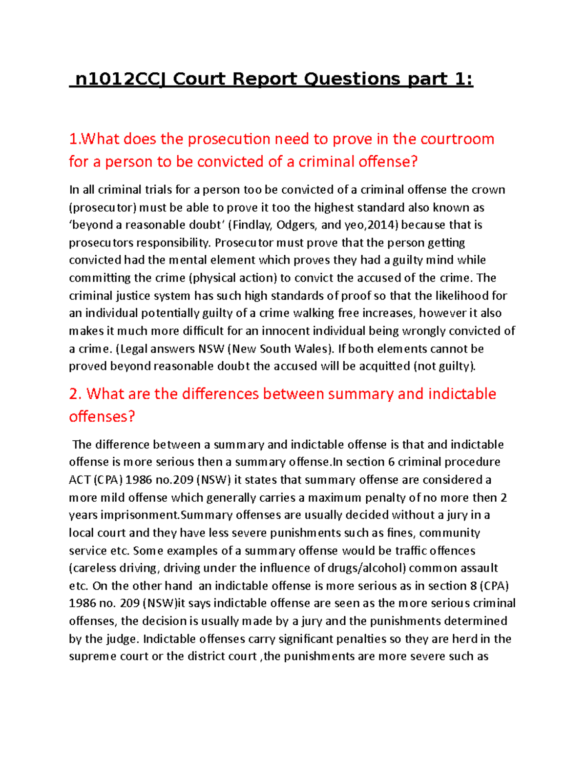 Court report part 1 copy - n1012CCJ Court Report Questions part 1: 1 ...