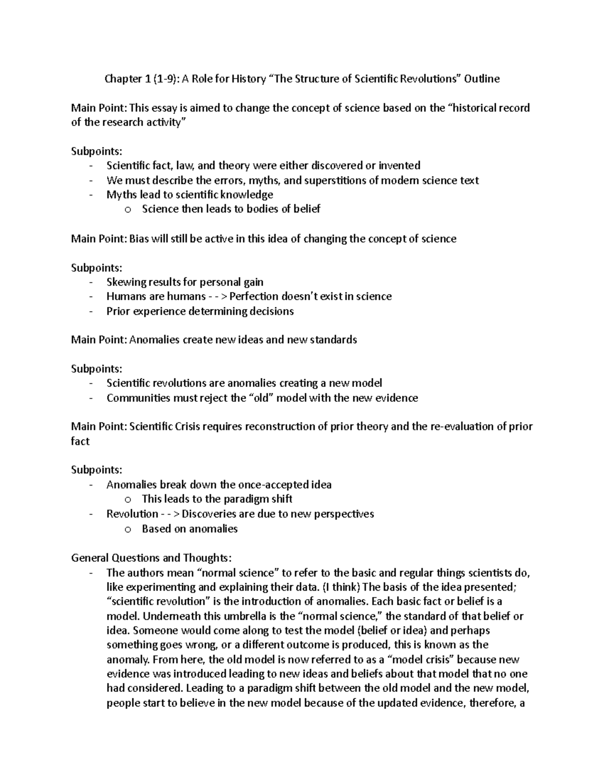 Chapter 1 "Revolutions" Outline - Chapter 1 (1-9): A Role for History ...