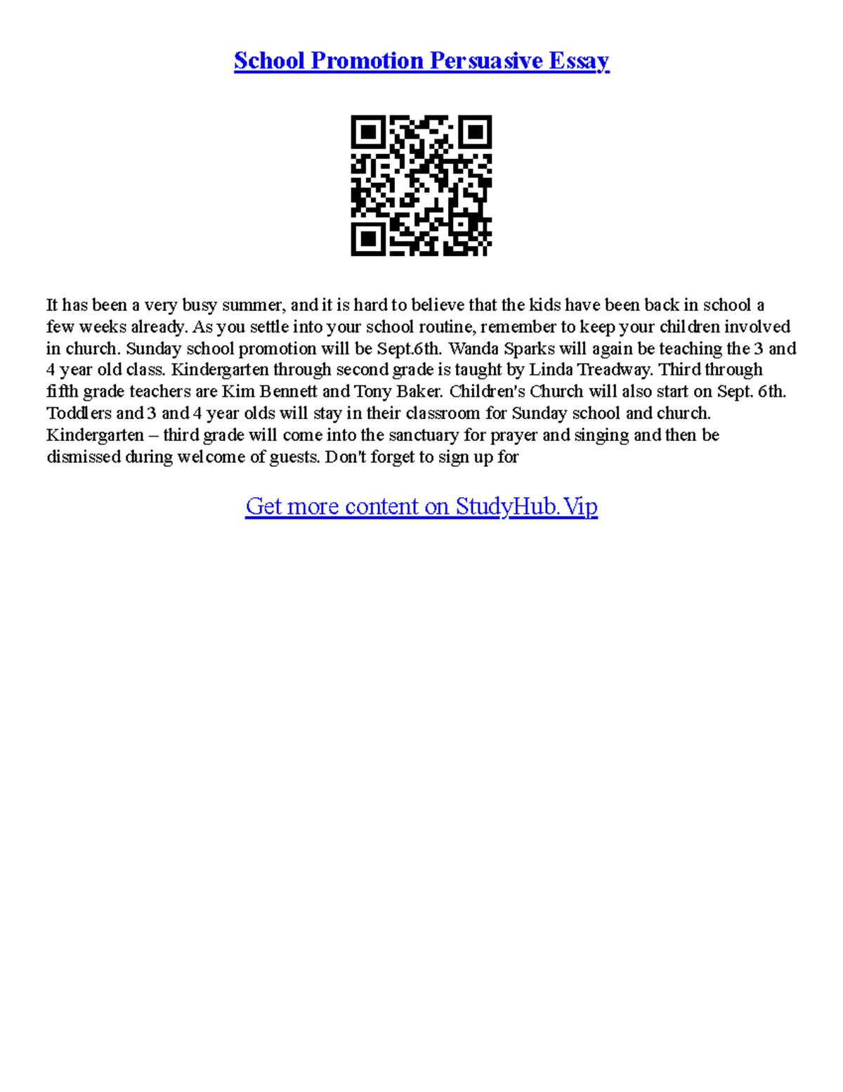 Essay On Your School - School Promotion Persuasive Essay It has been a ...